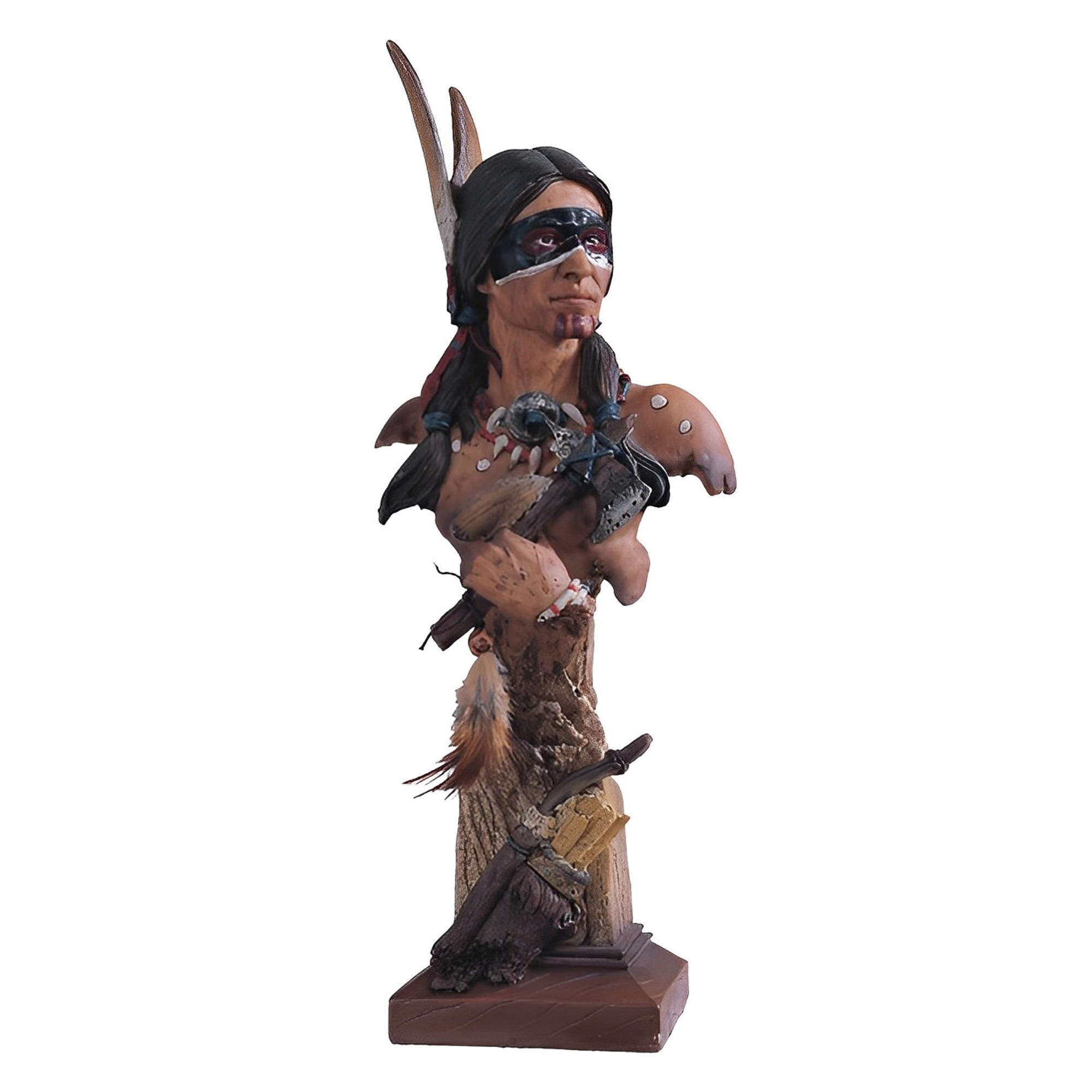 Ice 14"h Native American Warrior Bust Axe Statue - Temu