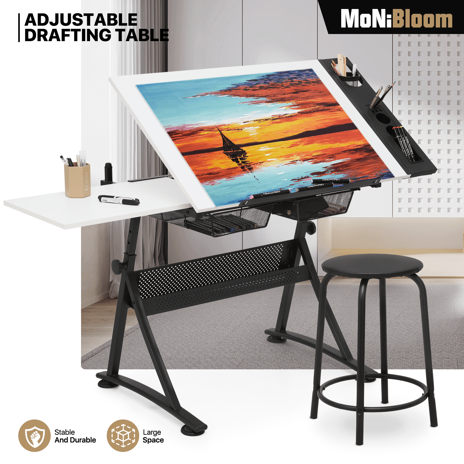 Glass Desks For Home Office Art Table For Adults Ziraukon Craft Table ...