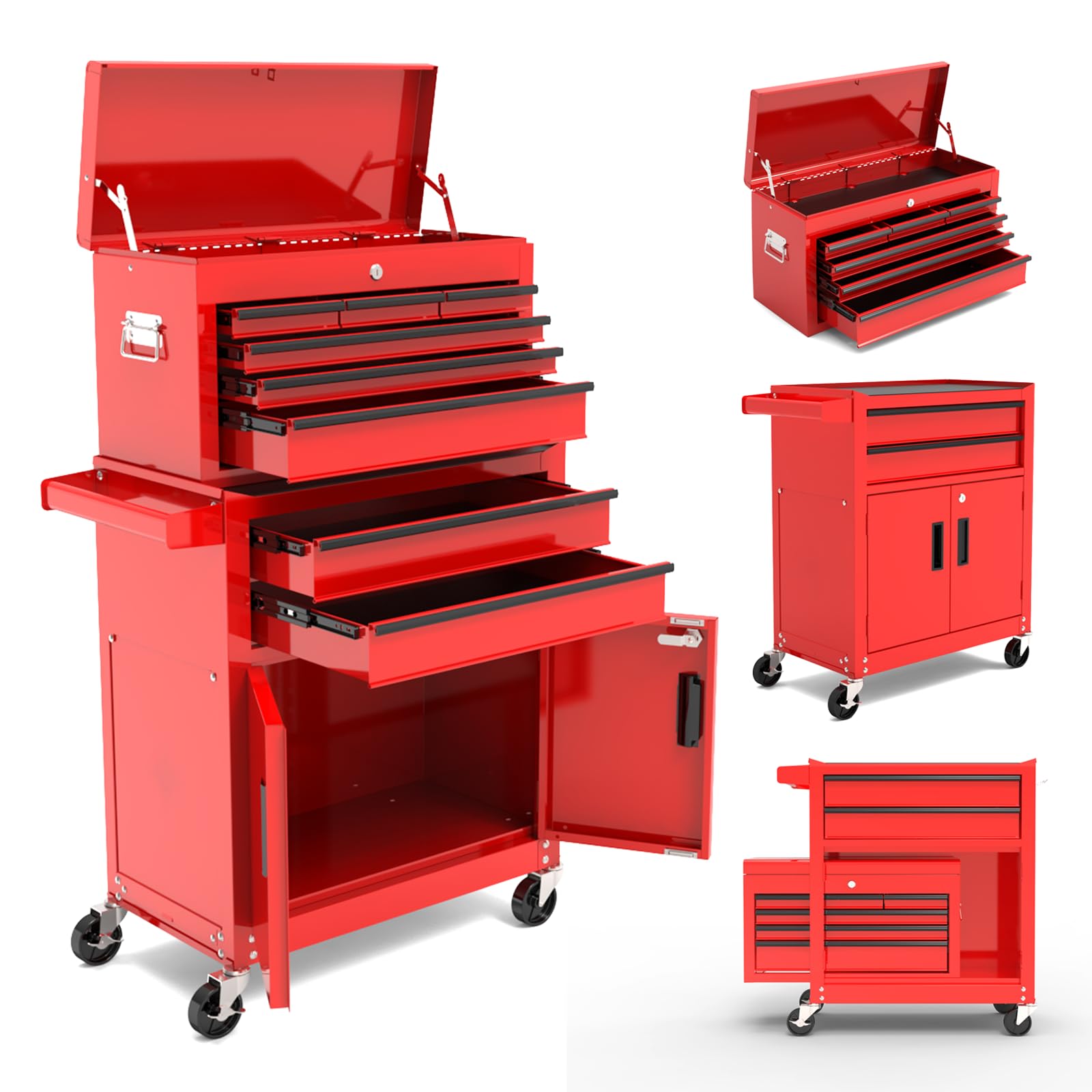 Rolling Tool Chest 9 drawers Tool Cabinet Detachable - Temu