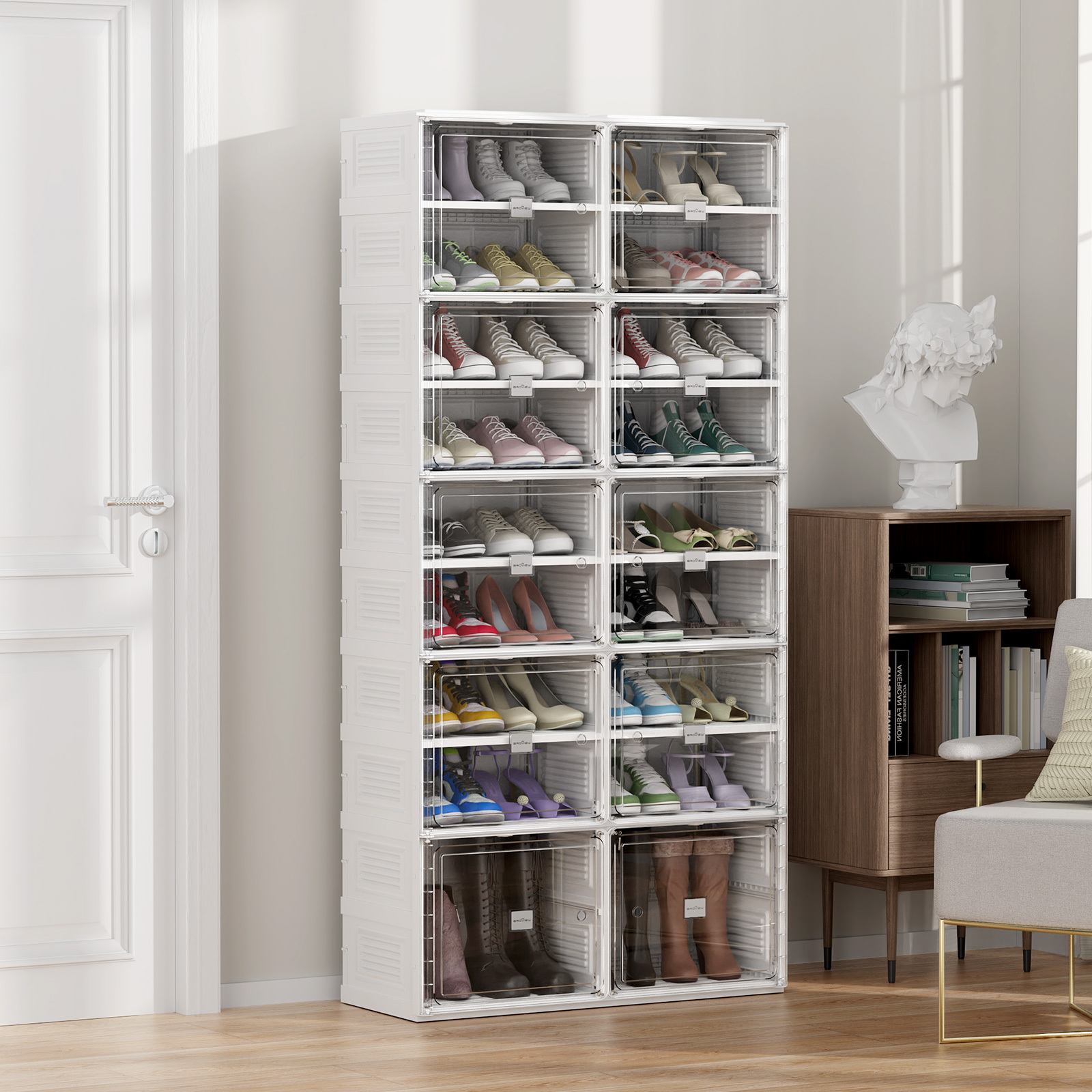 9 Tiers Hard Plastic Foldable Shoe Storage Organizer Heavy - Temu