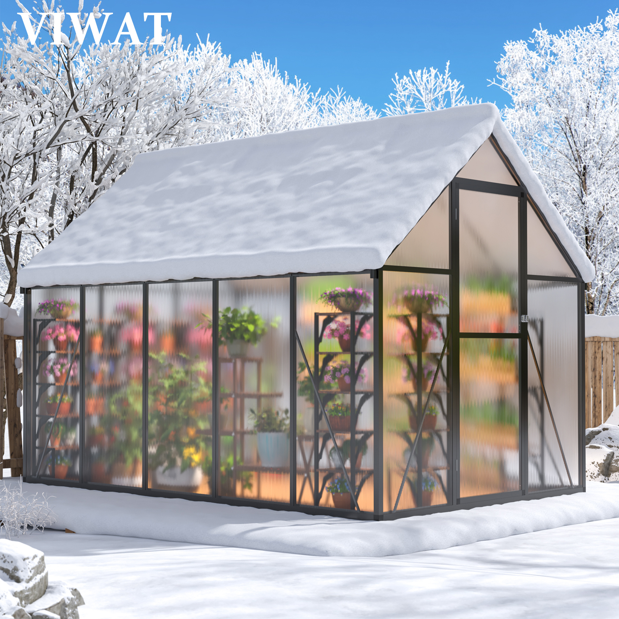 6x9 Ft Greenhouse For Outdoors Polycarbonate Greenhouse Setup Structure ...