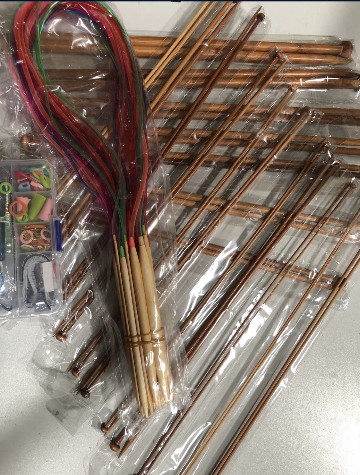 Knitting Needles Set,18 Pairs 18 Sizes Bamboo Knitting Needles With ...