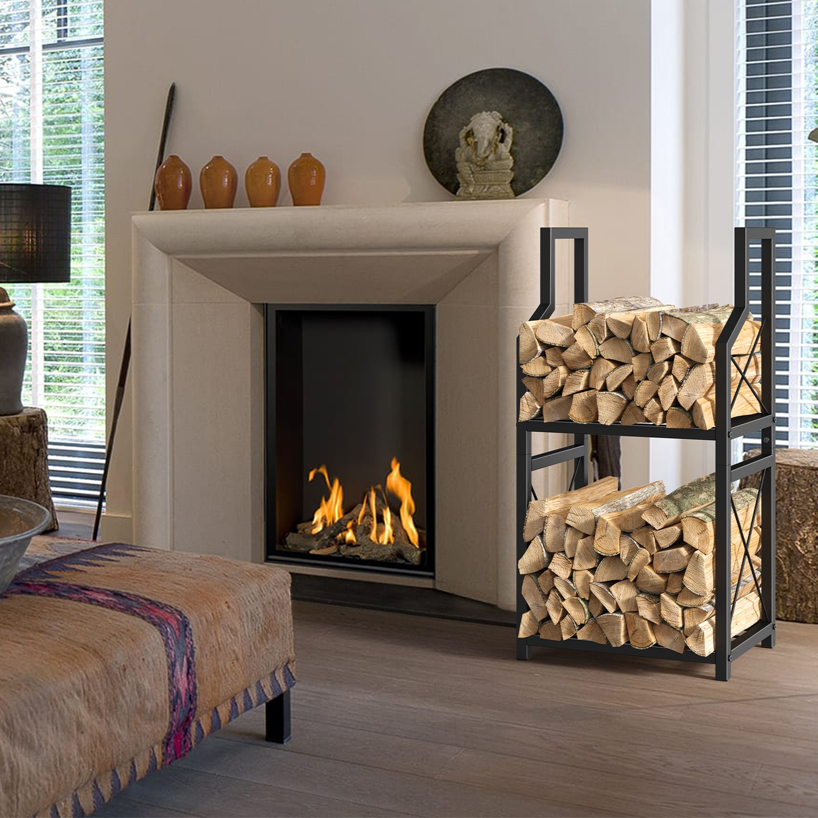 Firewood Rack Holder Firewood Rack Indoor Fireplace Log - Temu