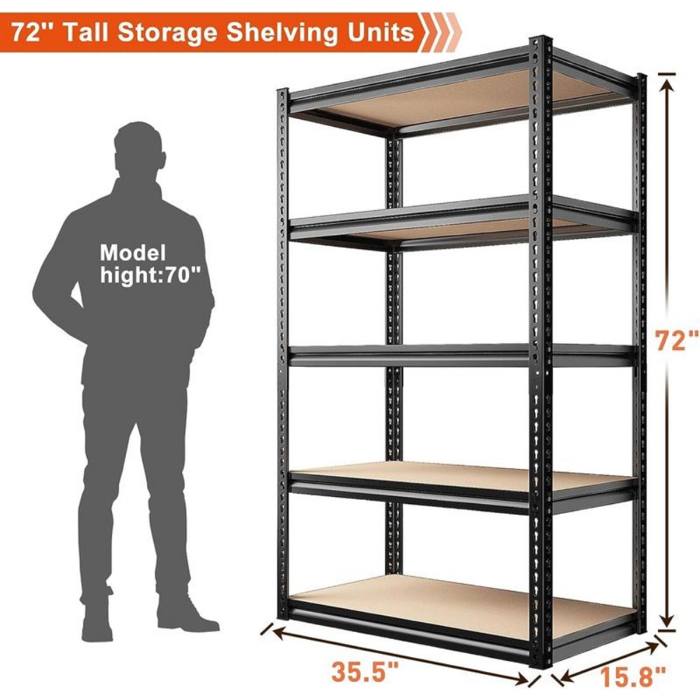 5 Tier Garage Shelving Storage Shelves Heavy Duty Adjustable - Temu