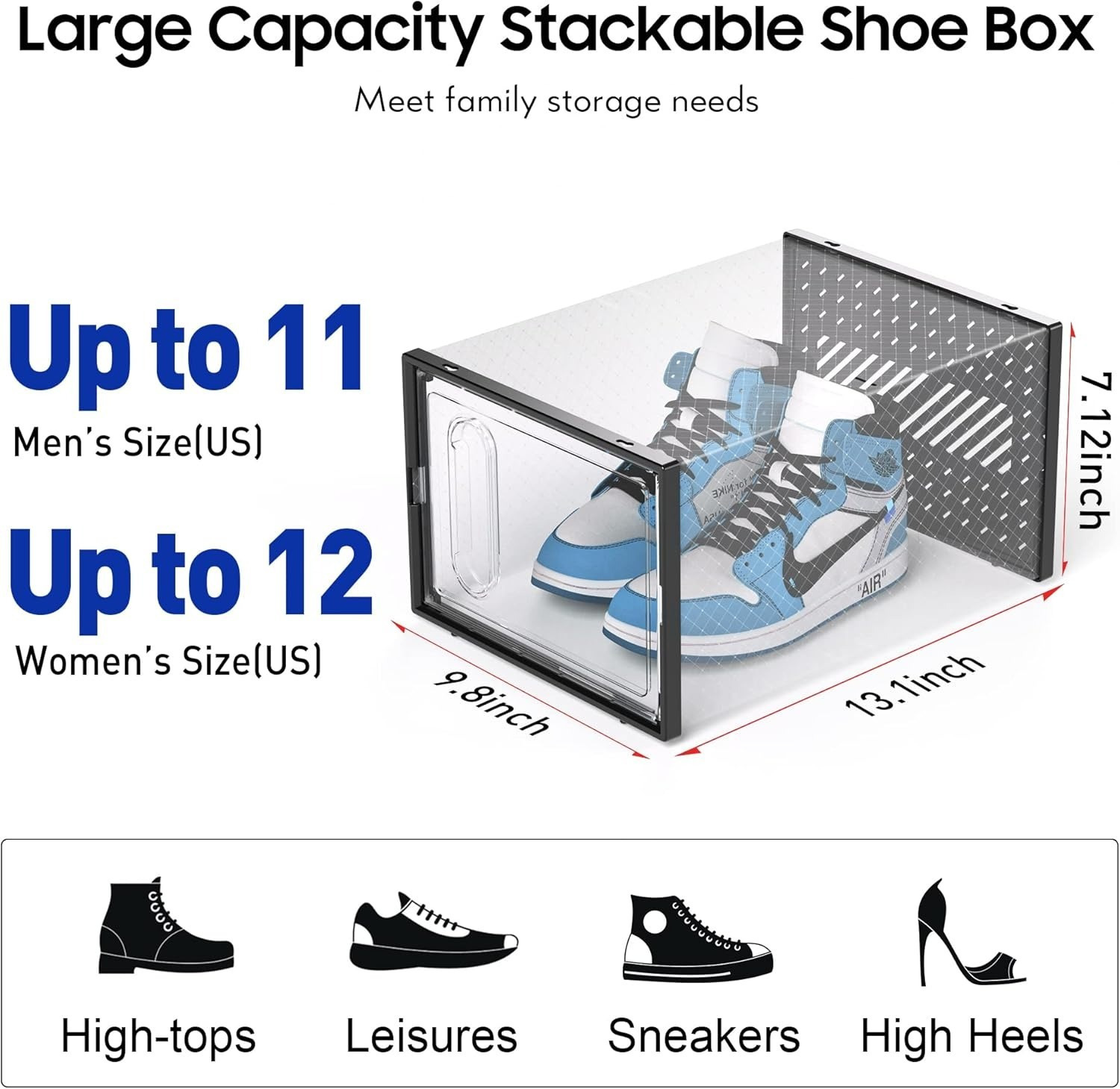 magnetic door large shoe storage box clear plastic stackable - {region ...