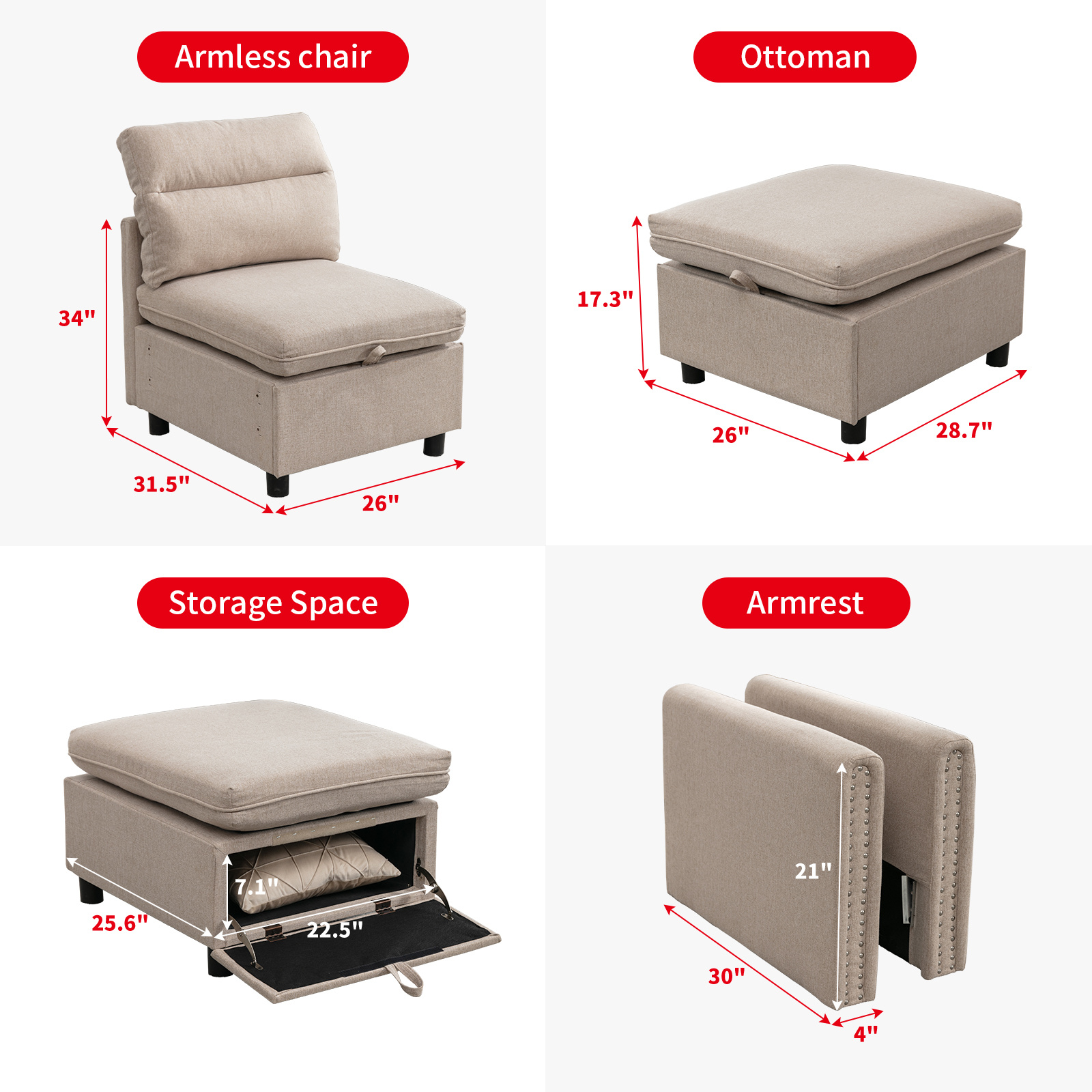 Oversized Modular Sectional Sofa Reversible L Shaped - Temu