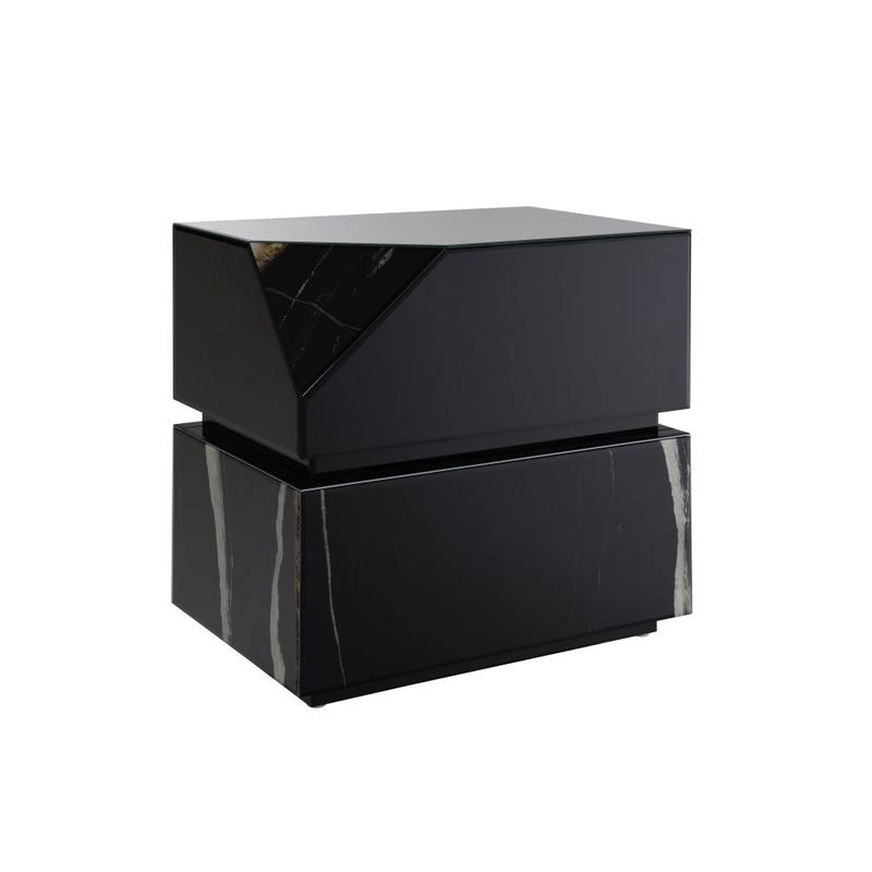 Modern End Table Black Mirrored Design Metal - Temu