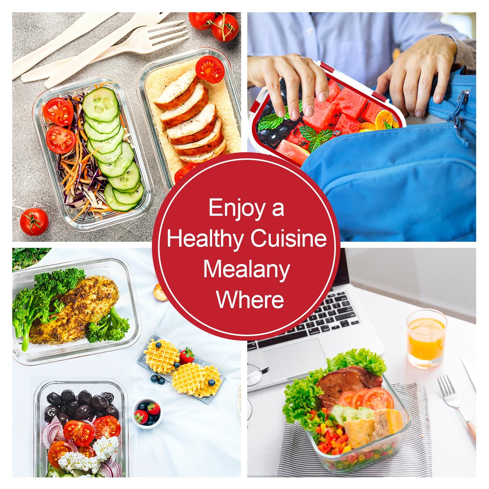 Glass Meal Prep Containers Set Airtight Glass Lunch - Temu