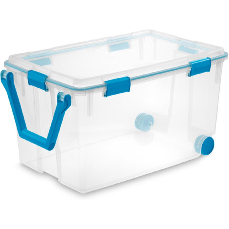 12 pack wheeled gasket box stackable storage bin with latch lid, 120 qt ...