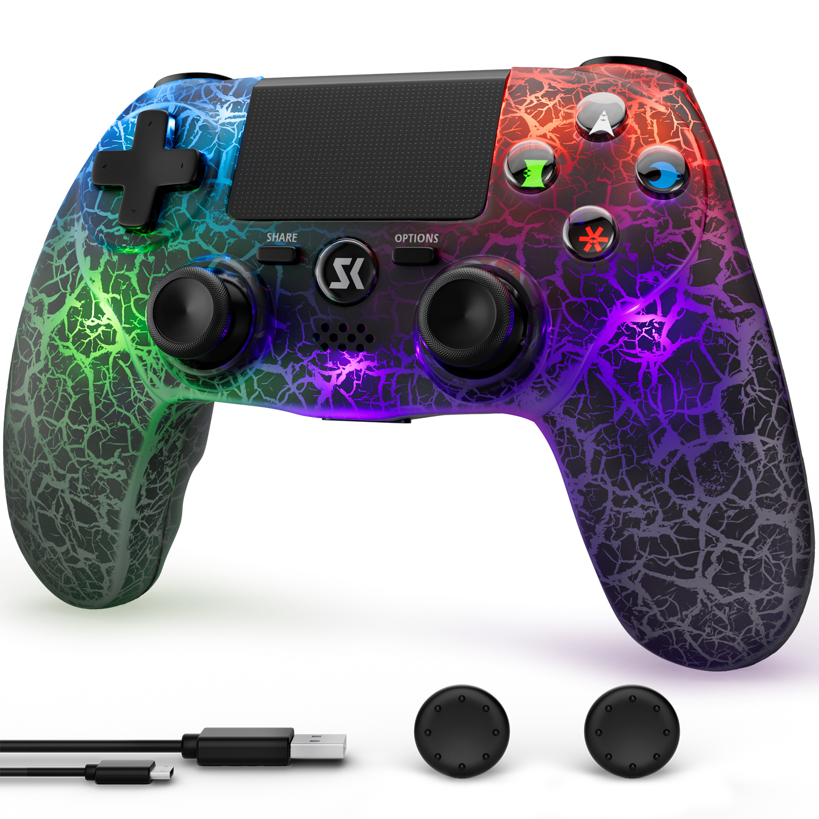 Wireless Game Controller Ps4 Rgb Controller Compatible - Temu