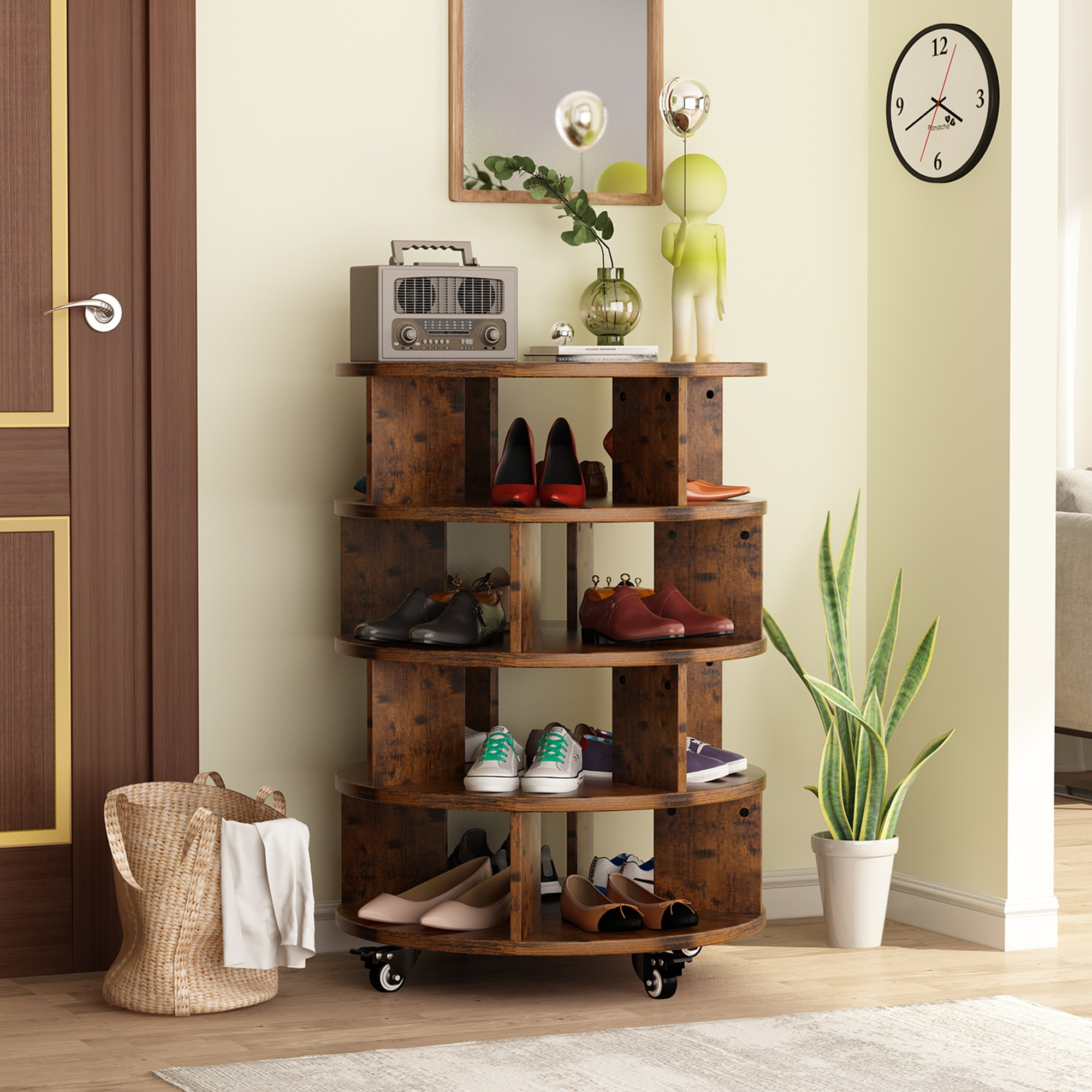 Rotating Shoe Rack Tower 360° Revolving Round Shoe Organizer - Temu