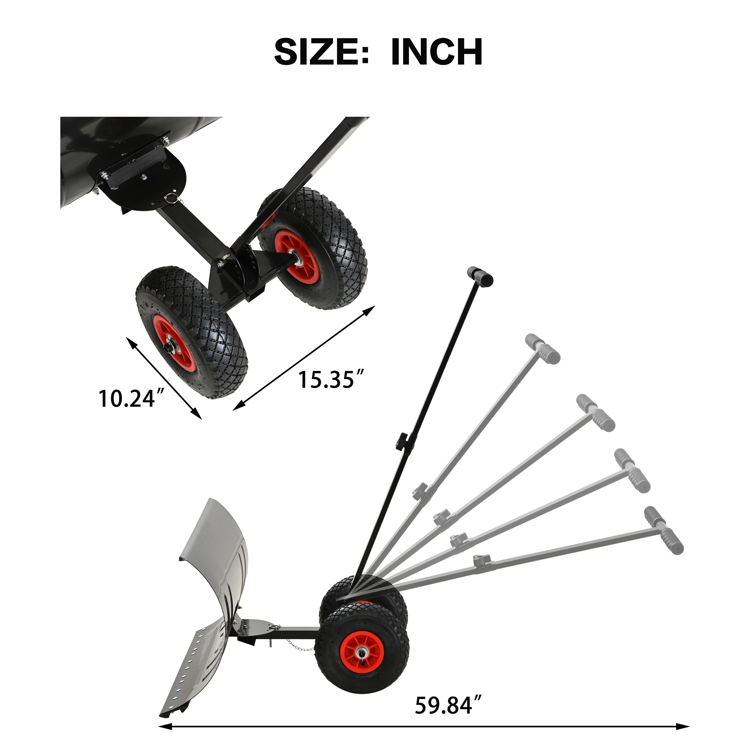 Single Bar Wheeled Snow Shovel snow Pusher snow Shovel - Temu