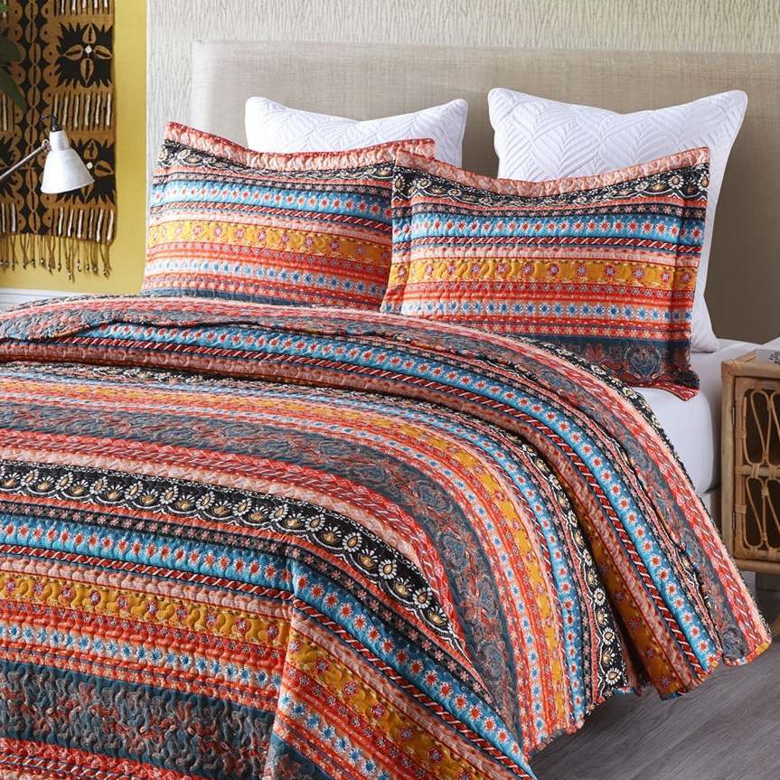 bohemian quilt set soft microfiber ethnic style boho red - Temu