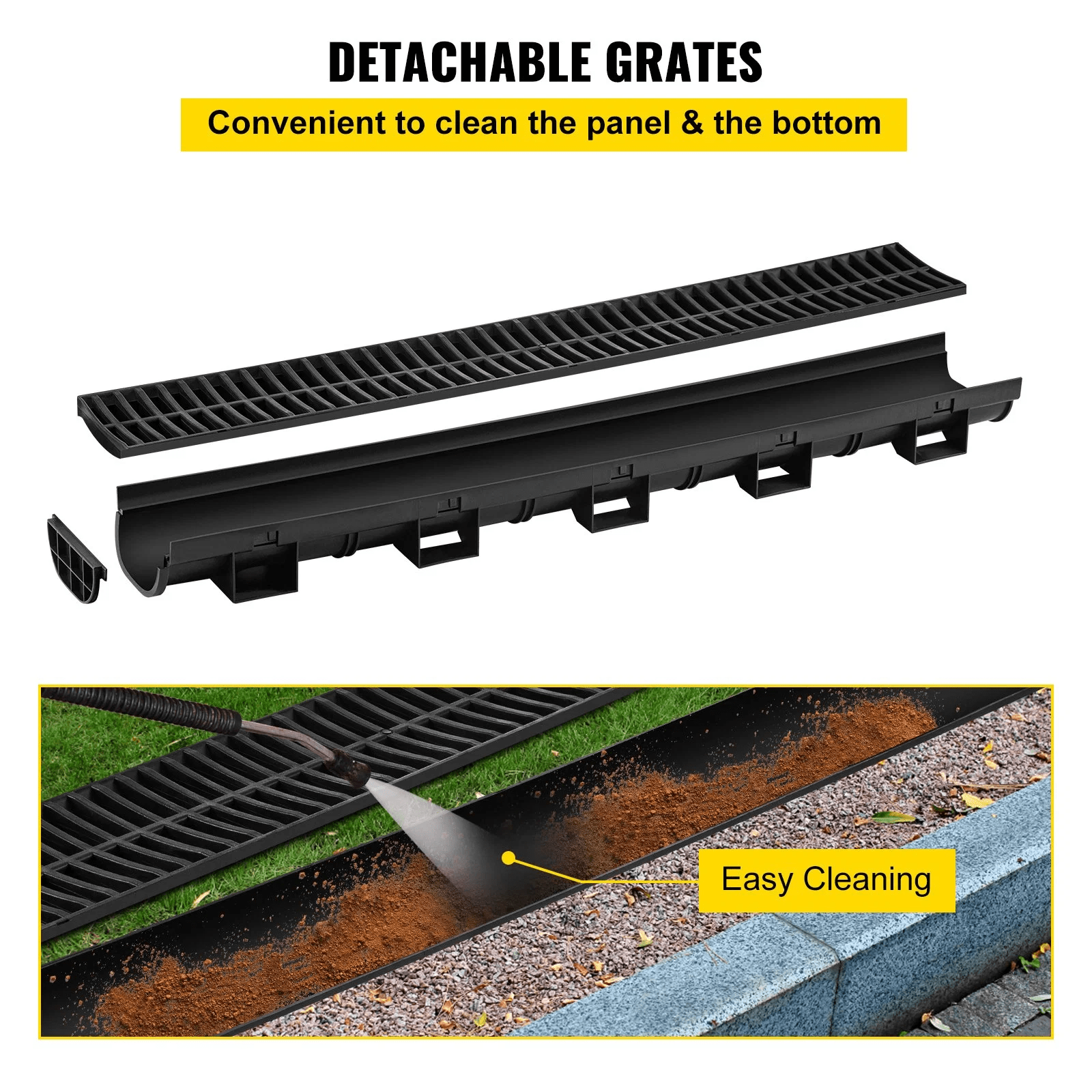 Trench Drain System Channel Drain Plastic Grate 5.8x Hdpe - Temu