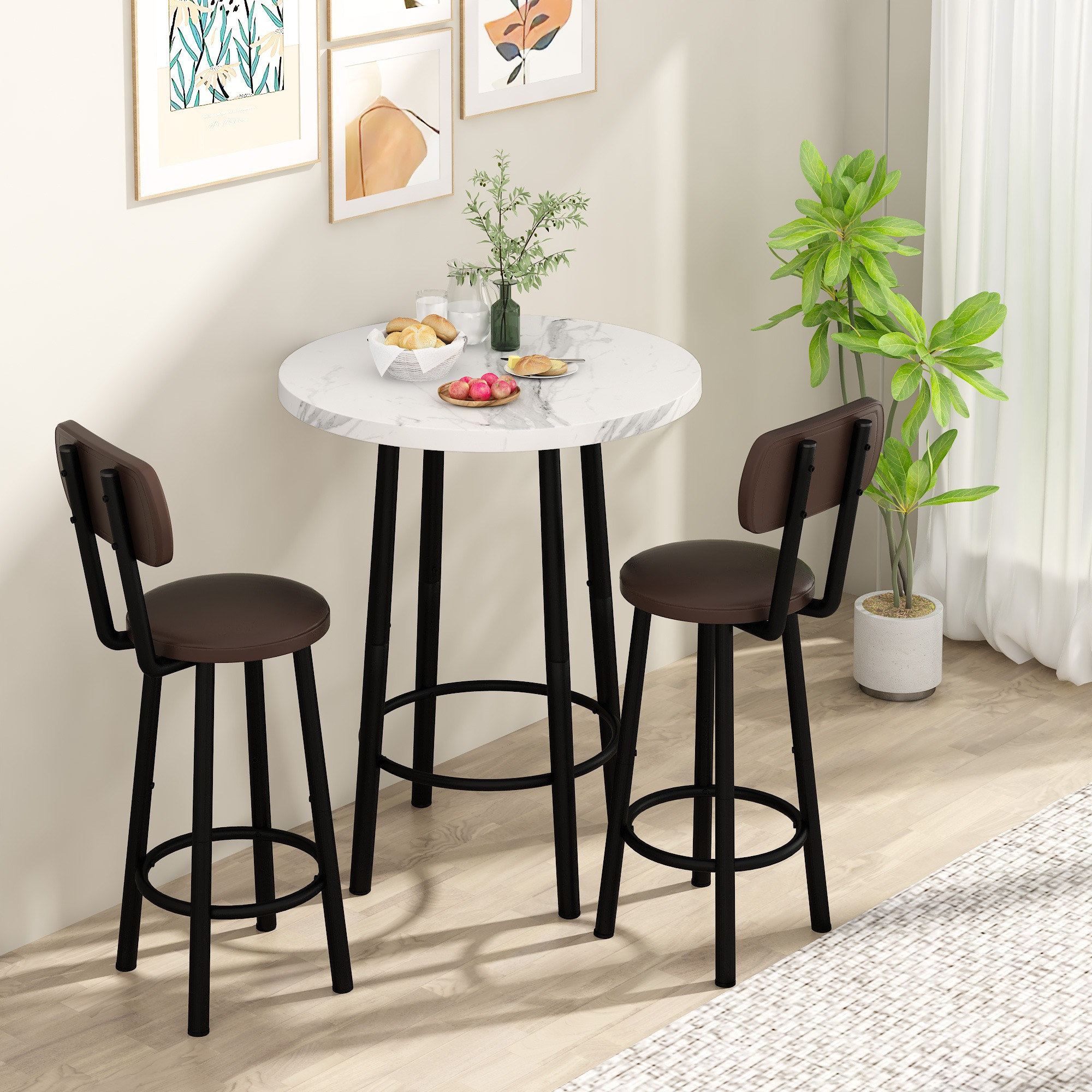 Round Bar Stool Table Set Dining Table Set 2 Kitchen Table - Temu