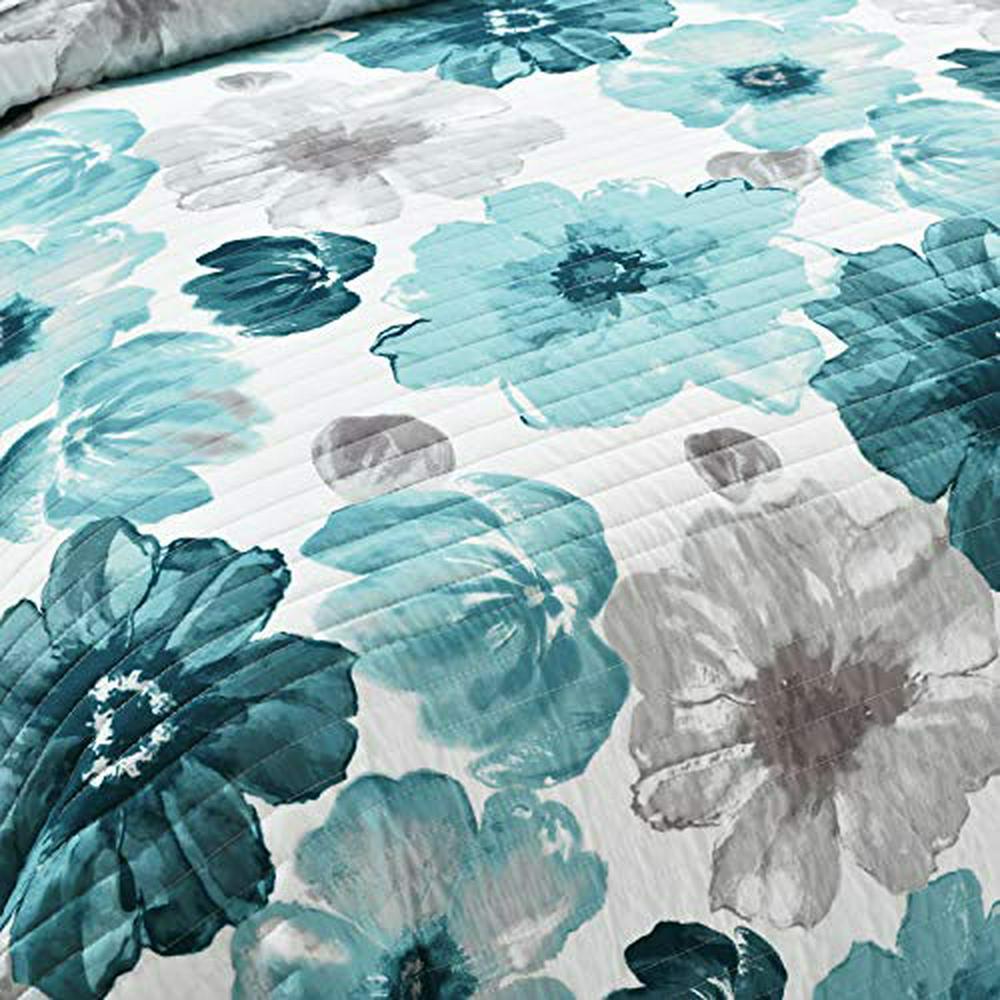 Reversible Floral Quilt Set Full/ Queen Blue Large - Temu