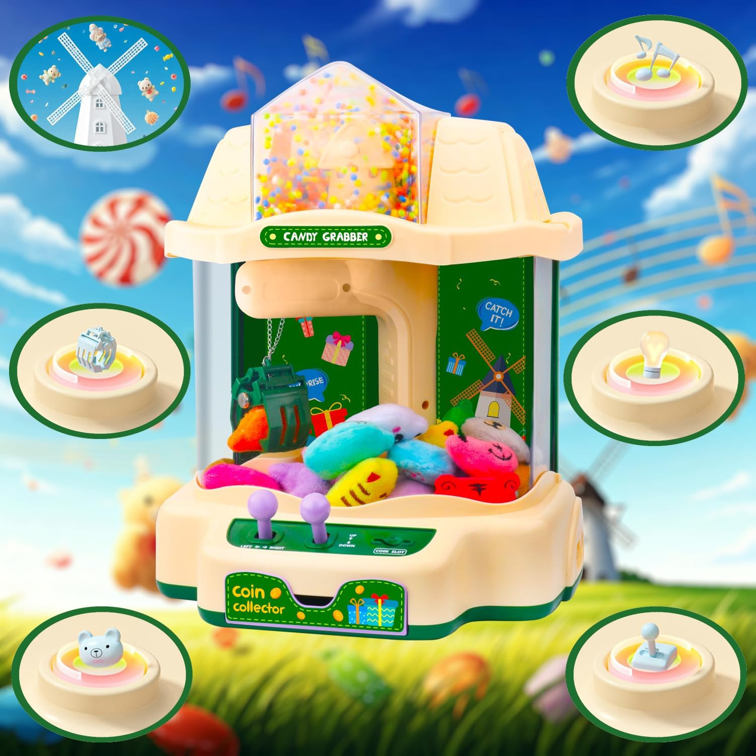Windmill Claw Machine Cartoon Grabber Plushies Gift Candy - Temu