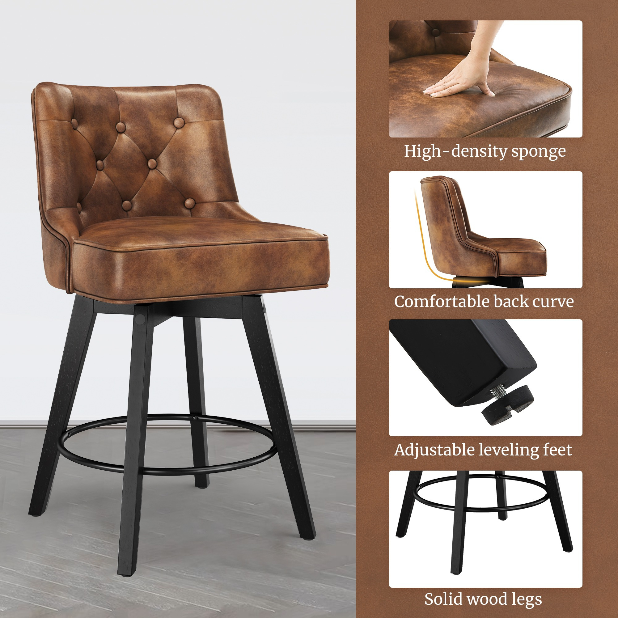 Swivel Counter Height Bar Stools 1 Modern Bar Stools Back - Temu