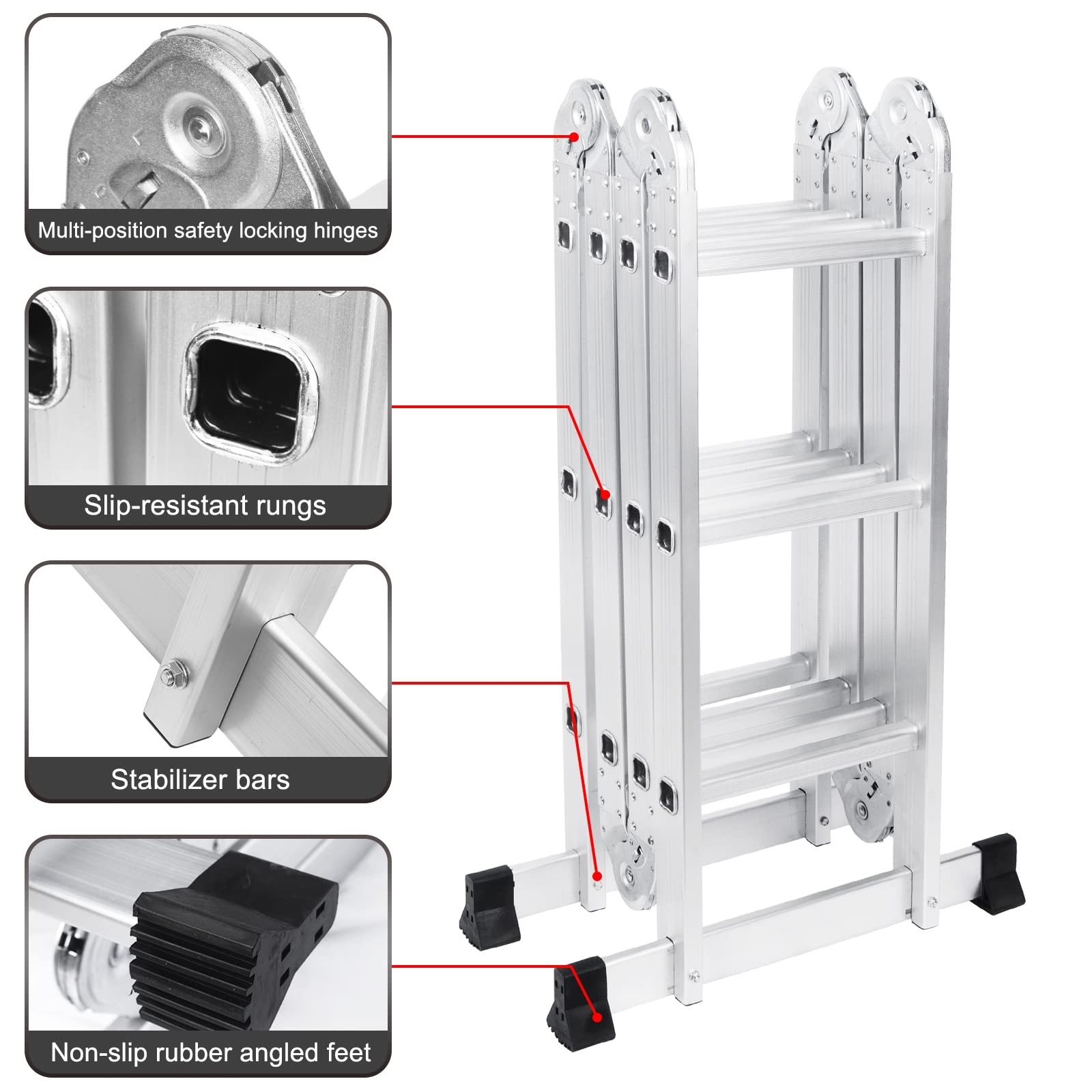 multi purpose aluminum extension 1 folding step ladder - Temu