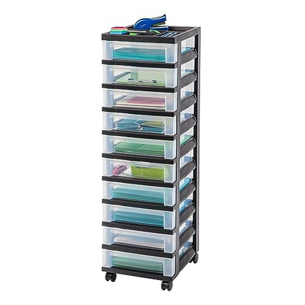 Plastic Drawer Storage Organizer Rolling Cart With Wheels Casters 10 ...
