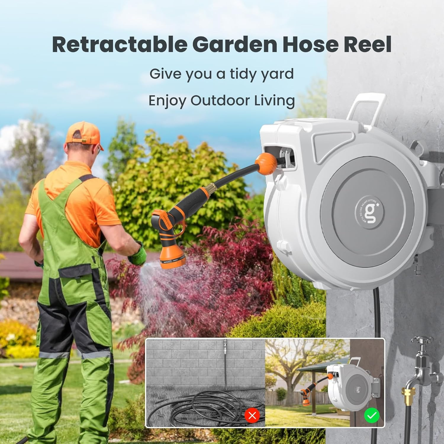 Retractable Hose Reel Heavy Duty Water Hose - Temu