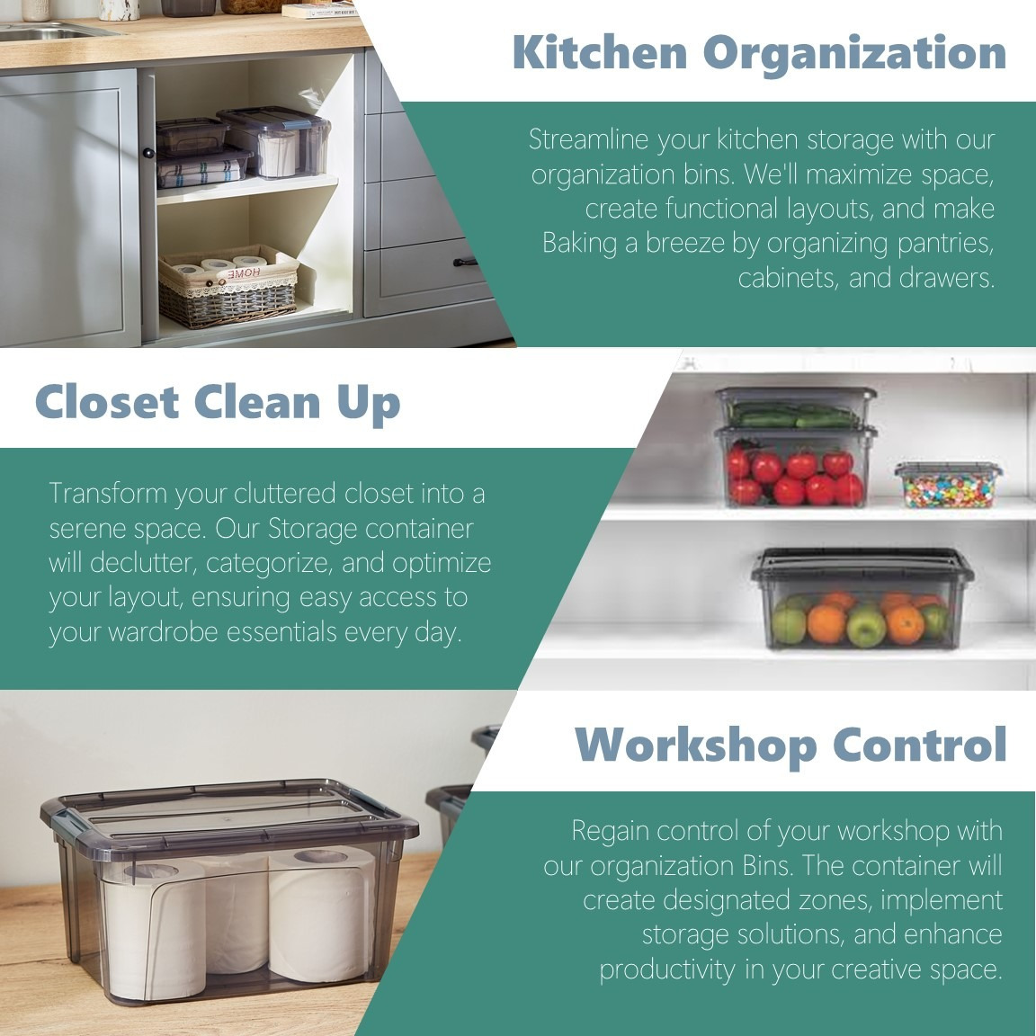 12.5 Quart Storage Bins Lids Plastic Storage - Temu