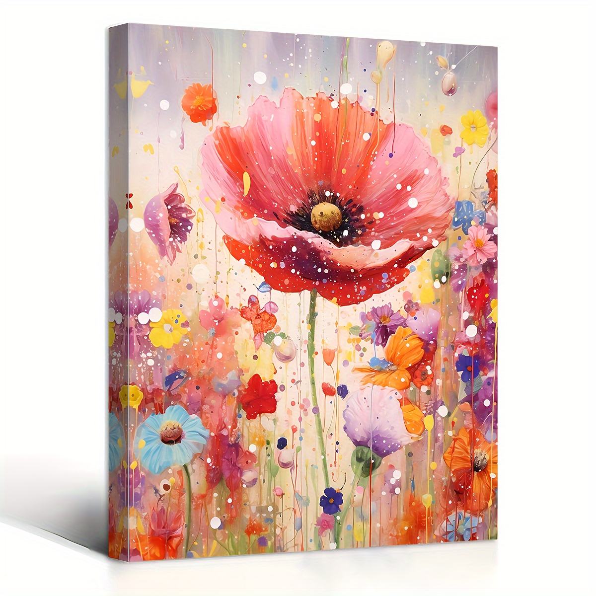Poppy Flower Wooden Framed Canvas Painting - Temu