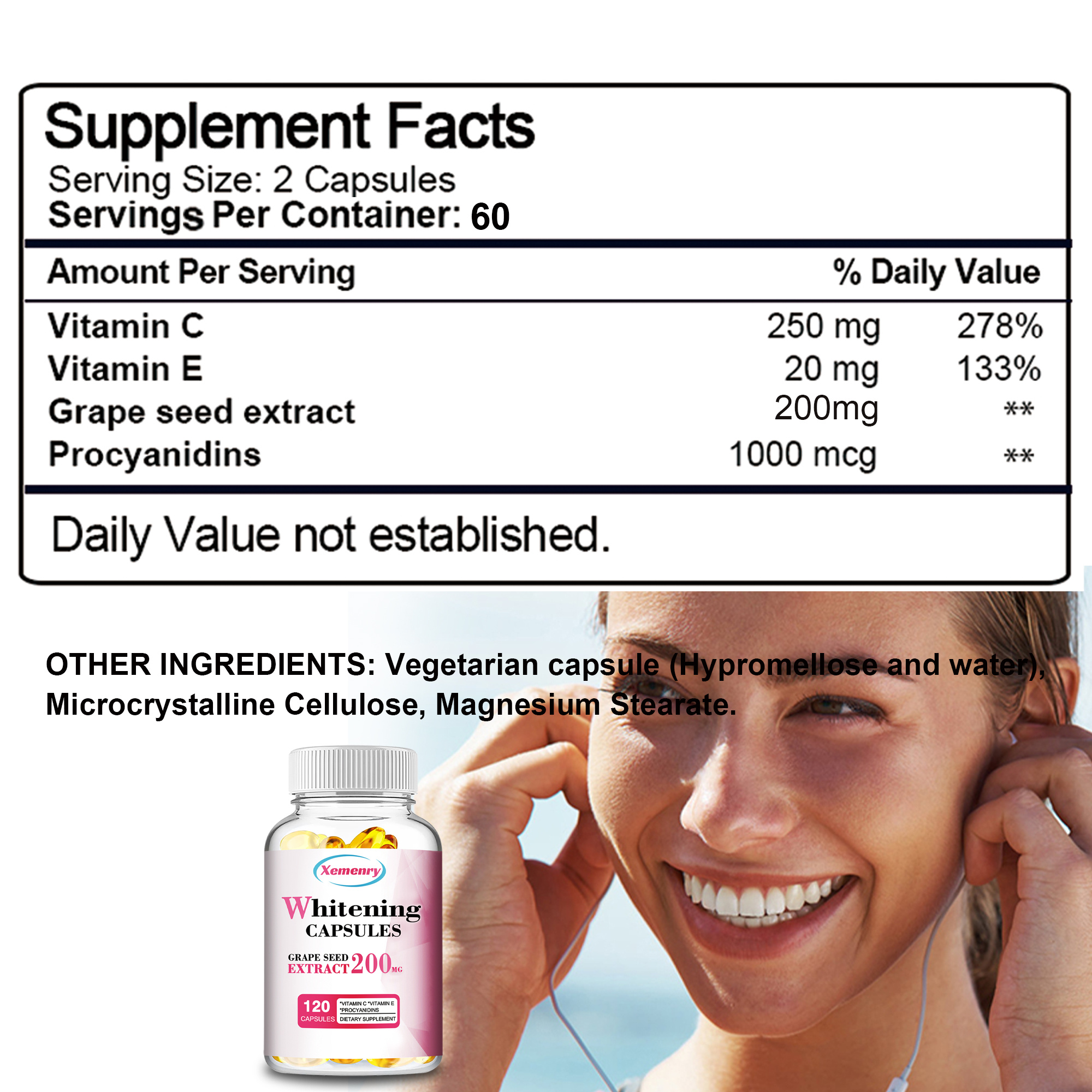 whitening capsules procyanidins vitamin c whitening skin - Temu