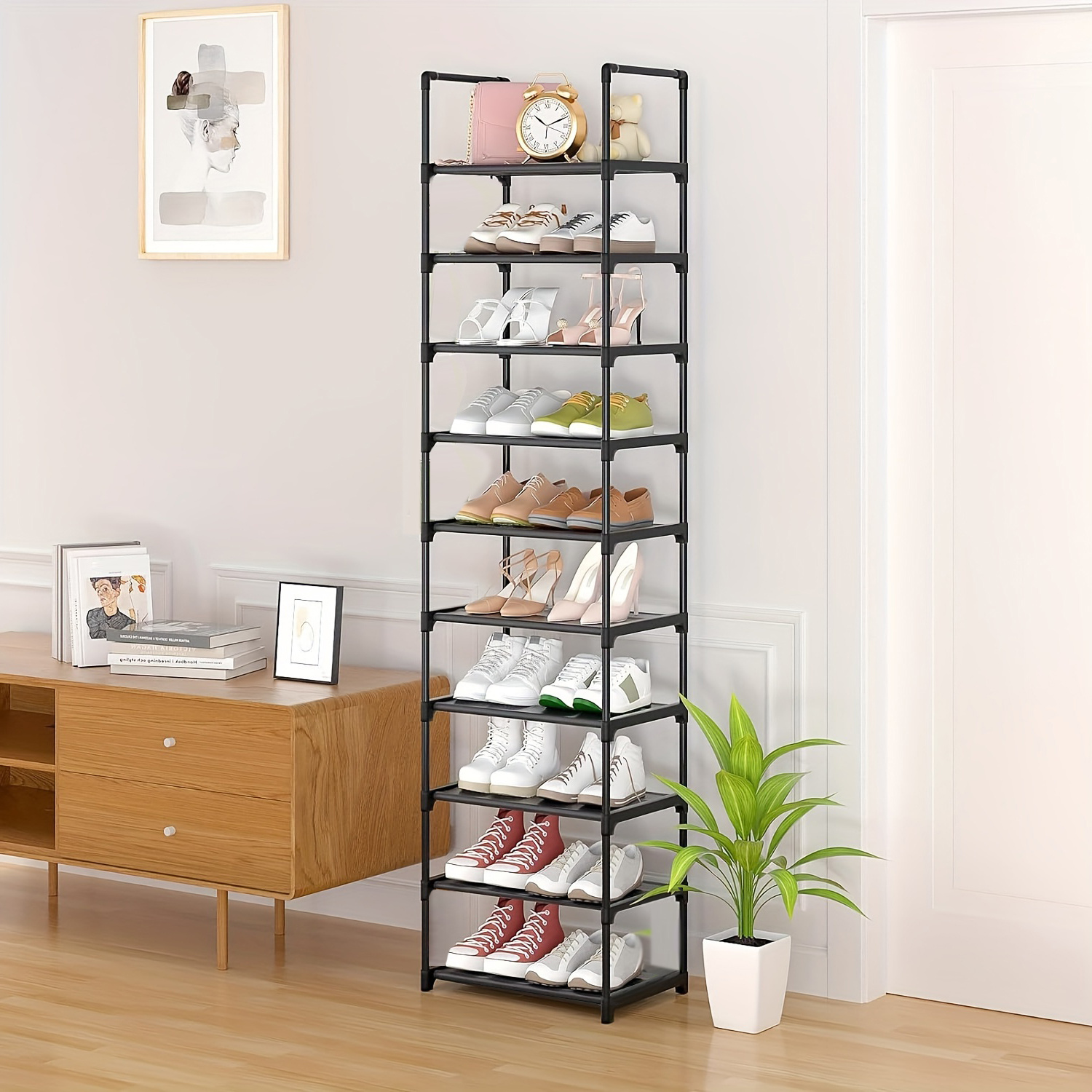 10 Tier Save Space Narrow Shoe Rack, Slim Shoe Rack For Closet ...