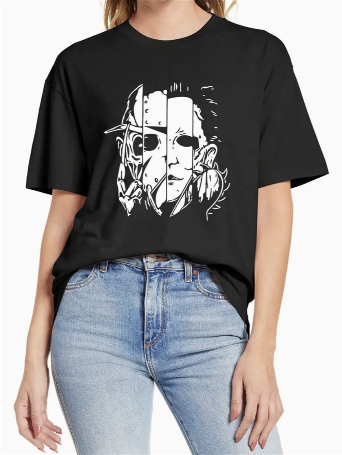 유행 여성 그래픽 프린트 티셔츠 캐주얼 짧은 소매 크루 넥 탑 봄 여름 옷장을위한 경량 및 통기성 Temu