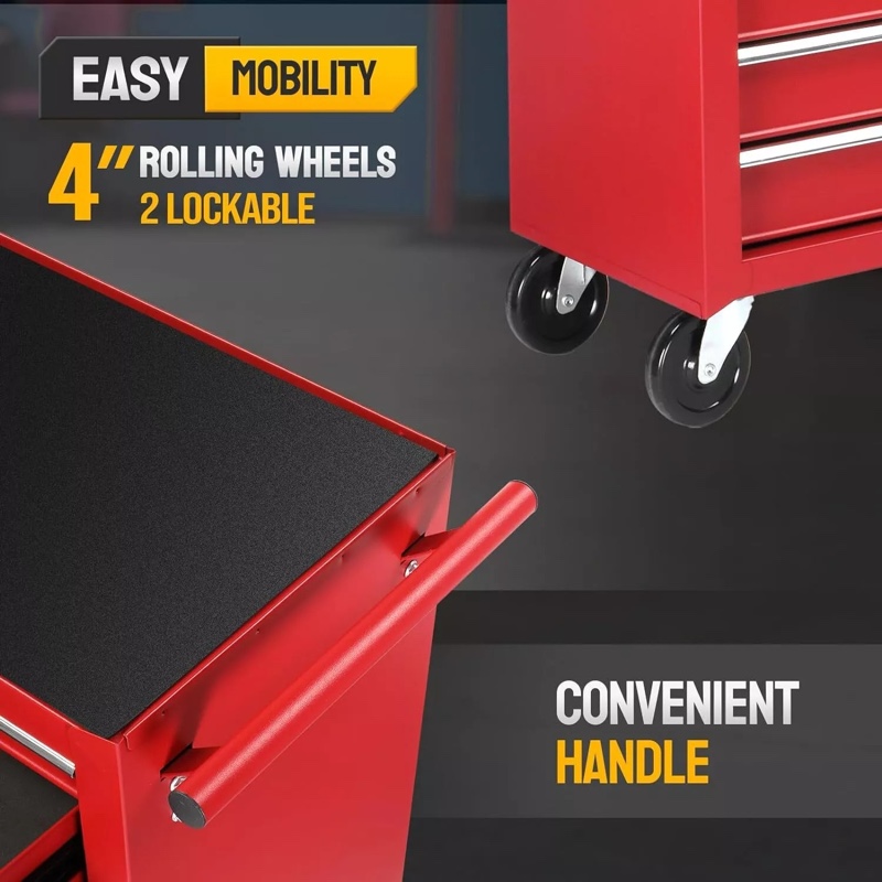7-drawer Rolling Tool Chest Tool Cabinet Storage Box With Side Shelves ...