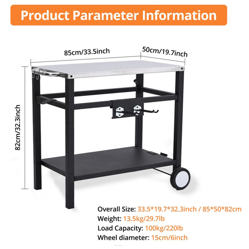 Outdoor Grill Cart Pizza Oven Stand Bbq Prep Table Wheels - Temu