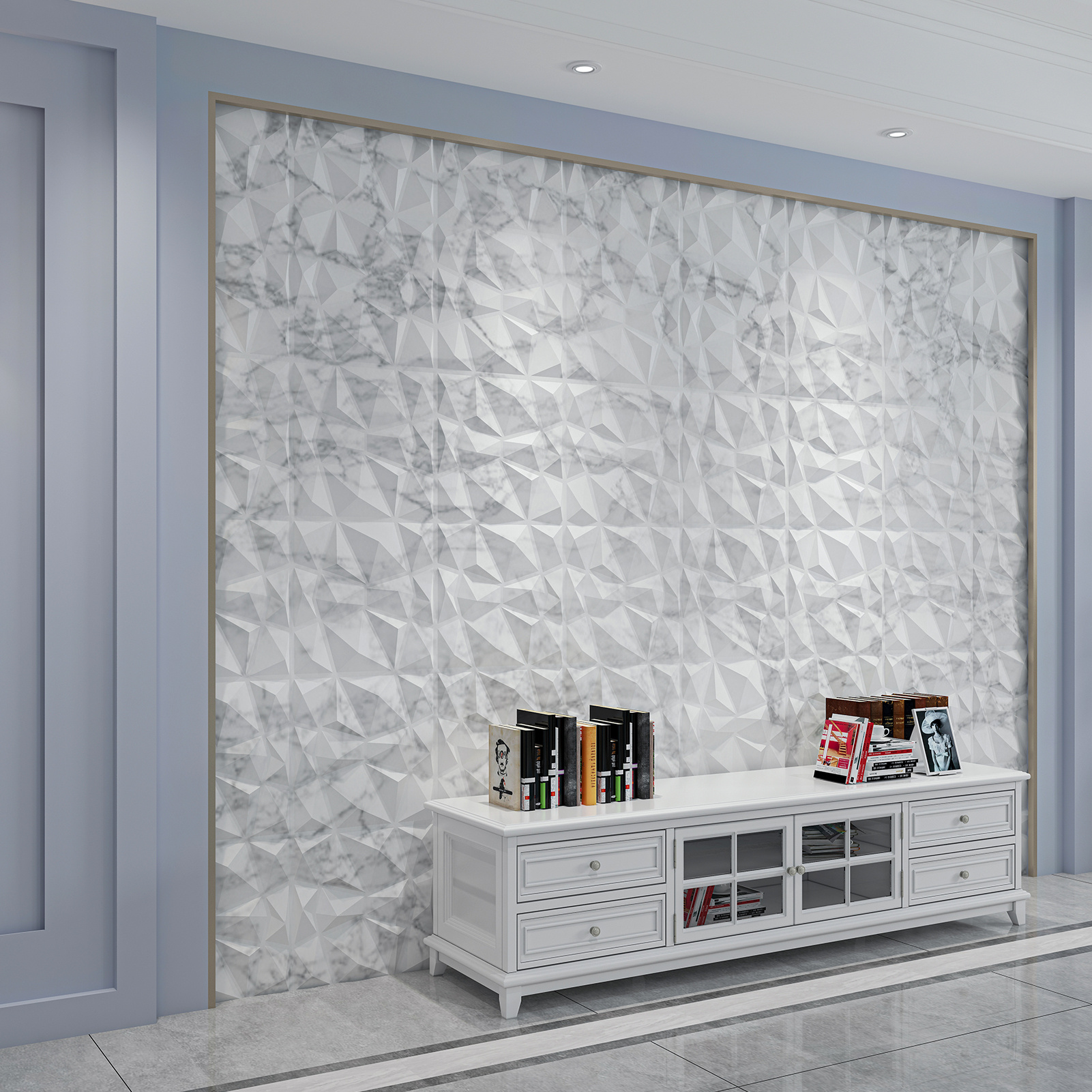 glossy 3d wall panels diamond design pvc - Temu