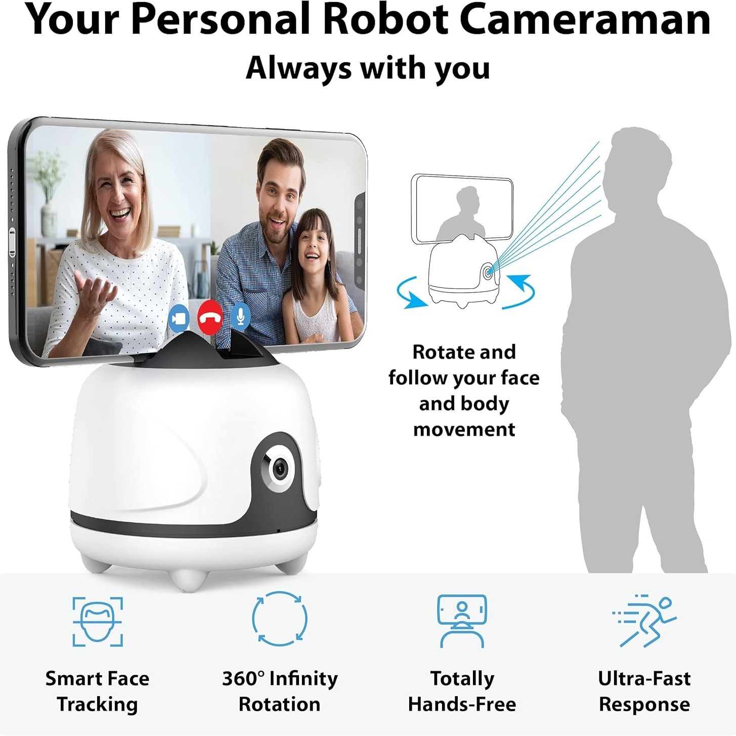 Tracking Tripod 360 Rotation Phone Stabilizer No - Temu