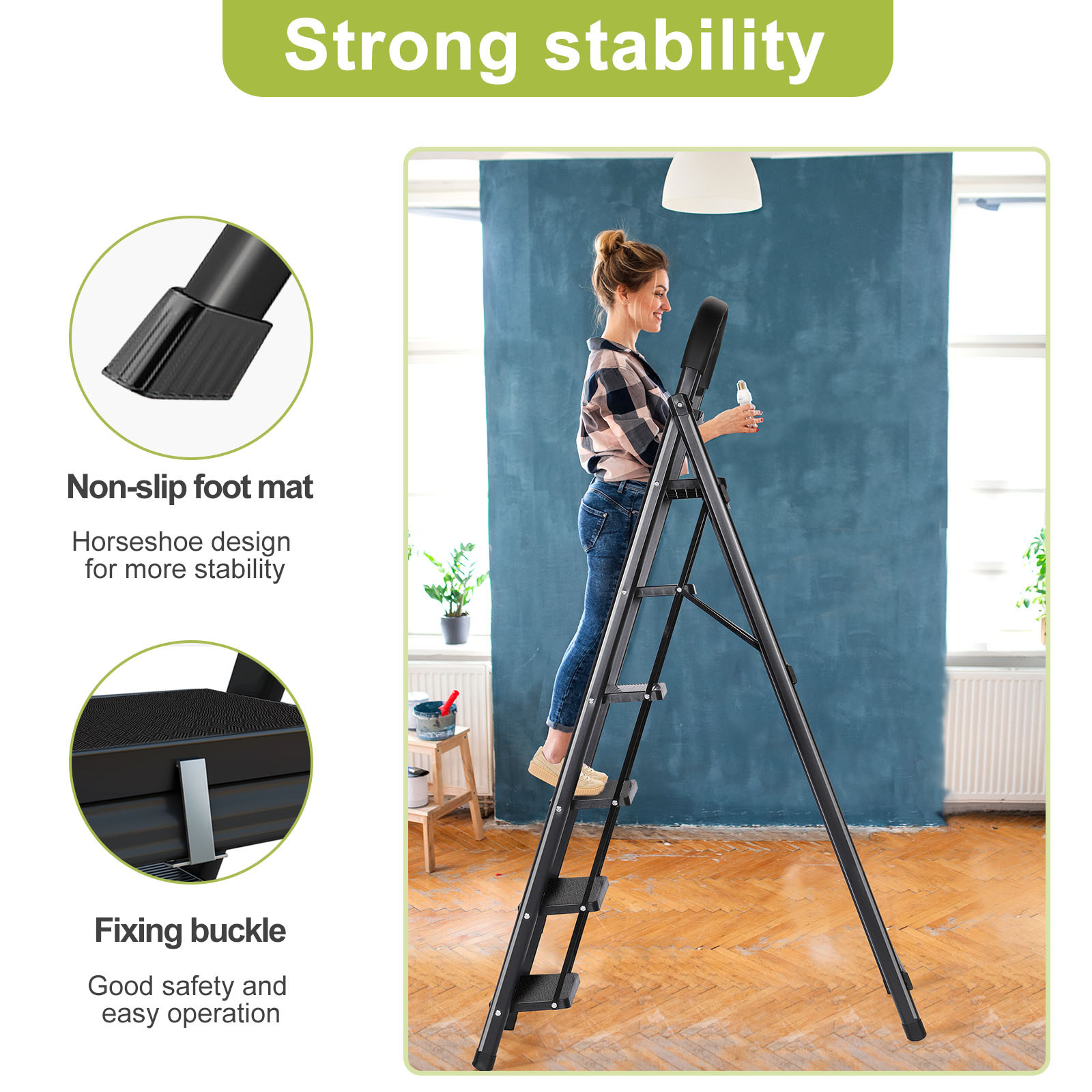 6 Step Ladder Tool Holder Handrail Folding Step - Temu