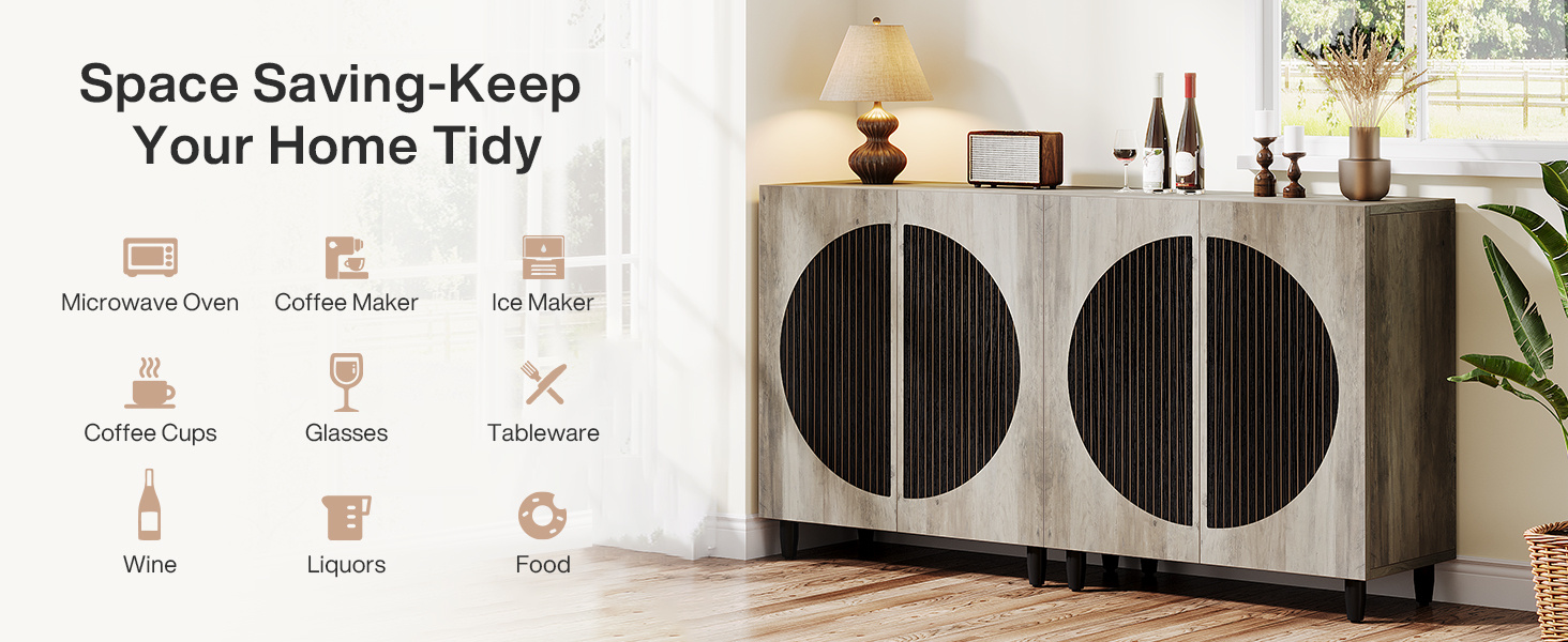 Farmhouse Sideboard Buffet Cabinet Storage - Temu