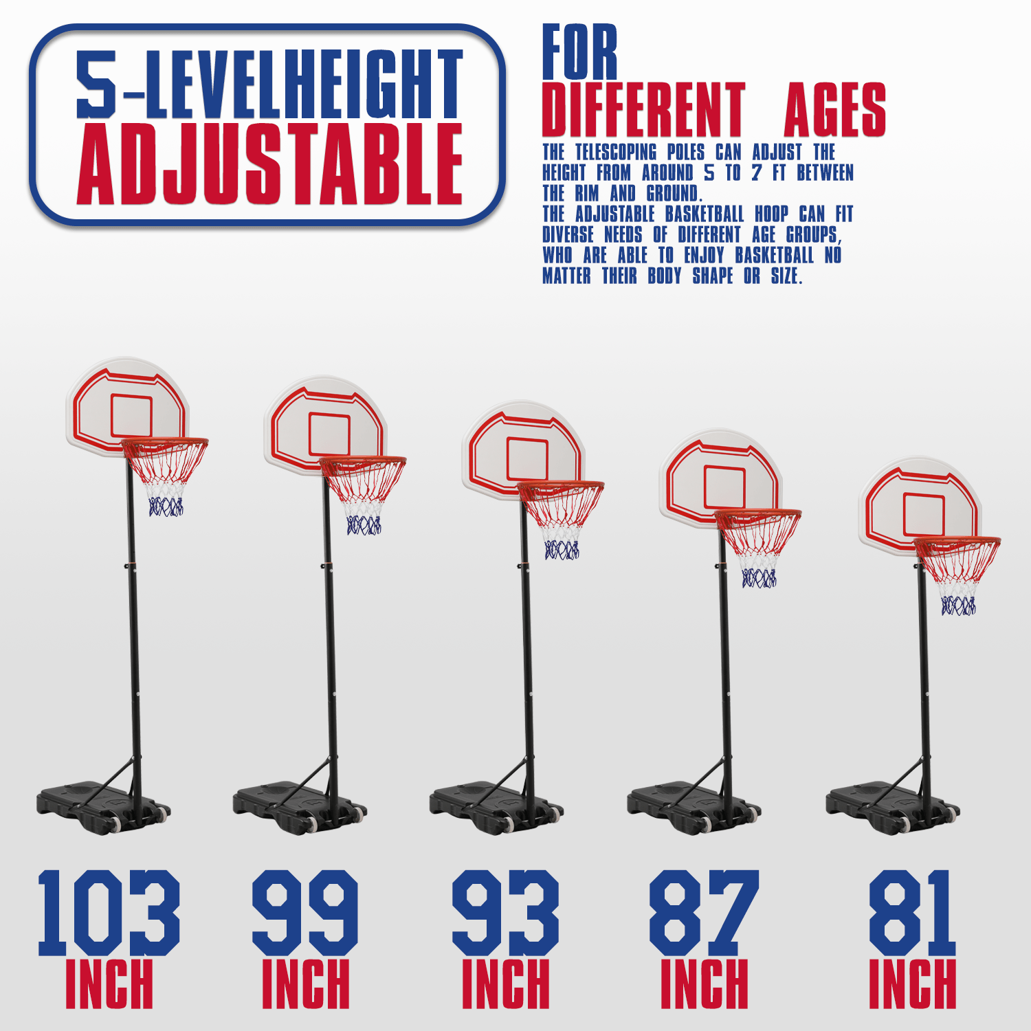 Portable Basketball Hoop 5ft Height Adjustable - Temu