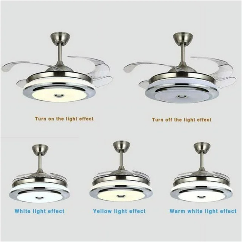 42 Inch Ceiling Fan With Light Remote Control 3 3 Colors Retractable ...