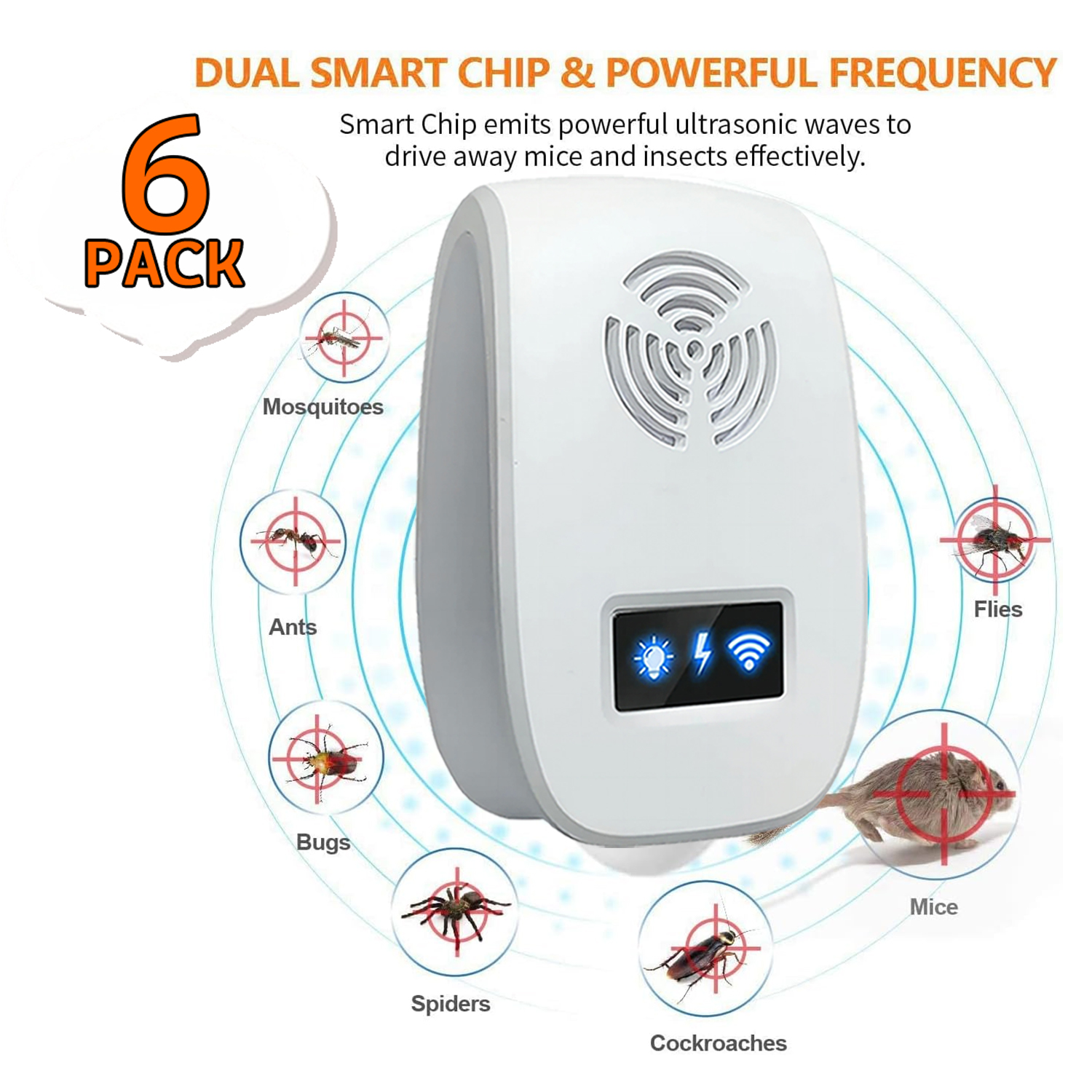 ultrasonic plug in pest repellent indoorfor flea insects mosquitoes ...