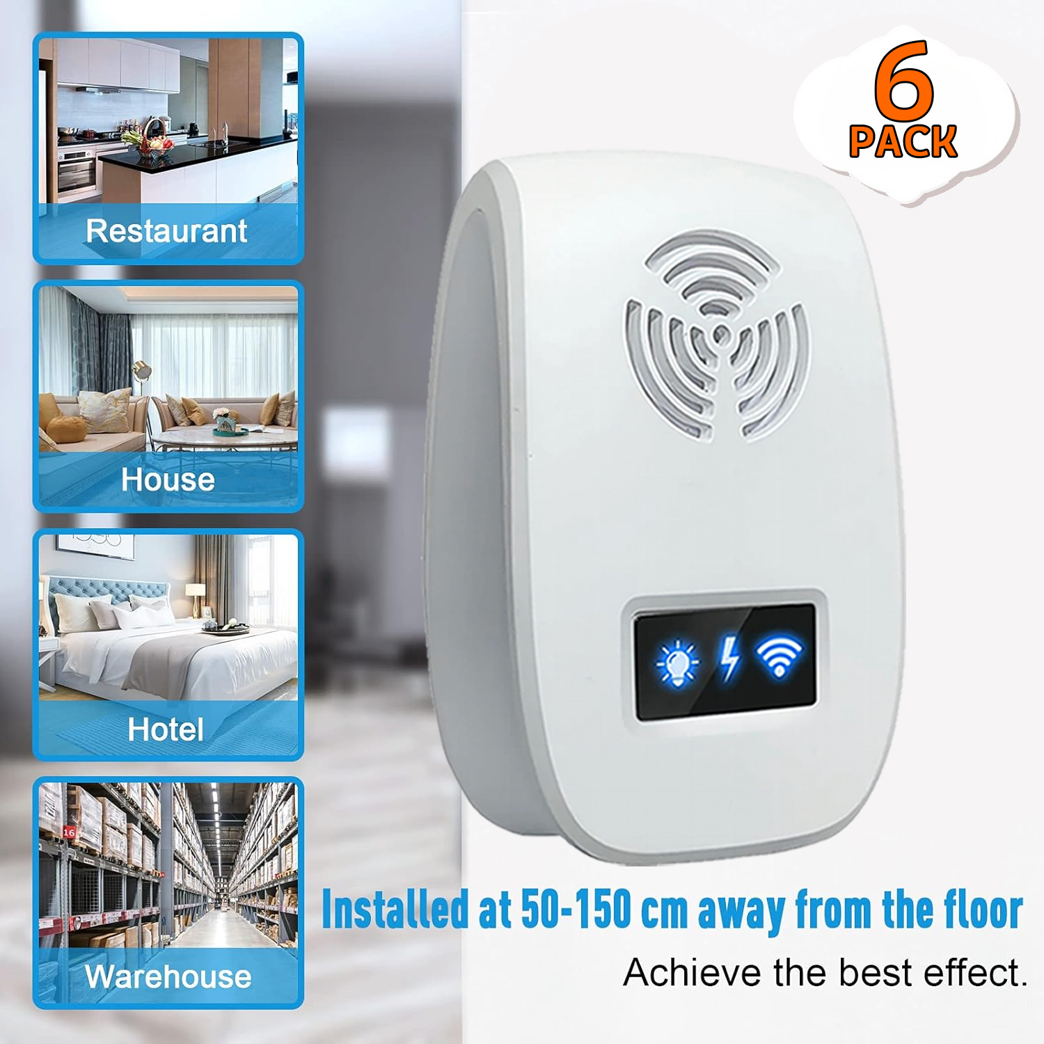 6 Pack Ultrasonique Répulseur Pestes Repousseur Moustiques - Temu