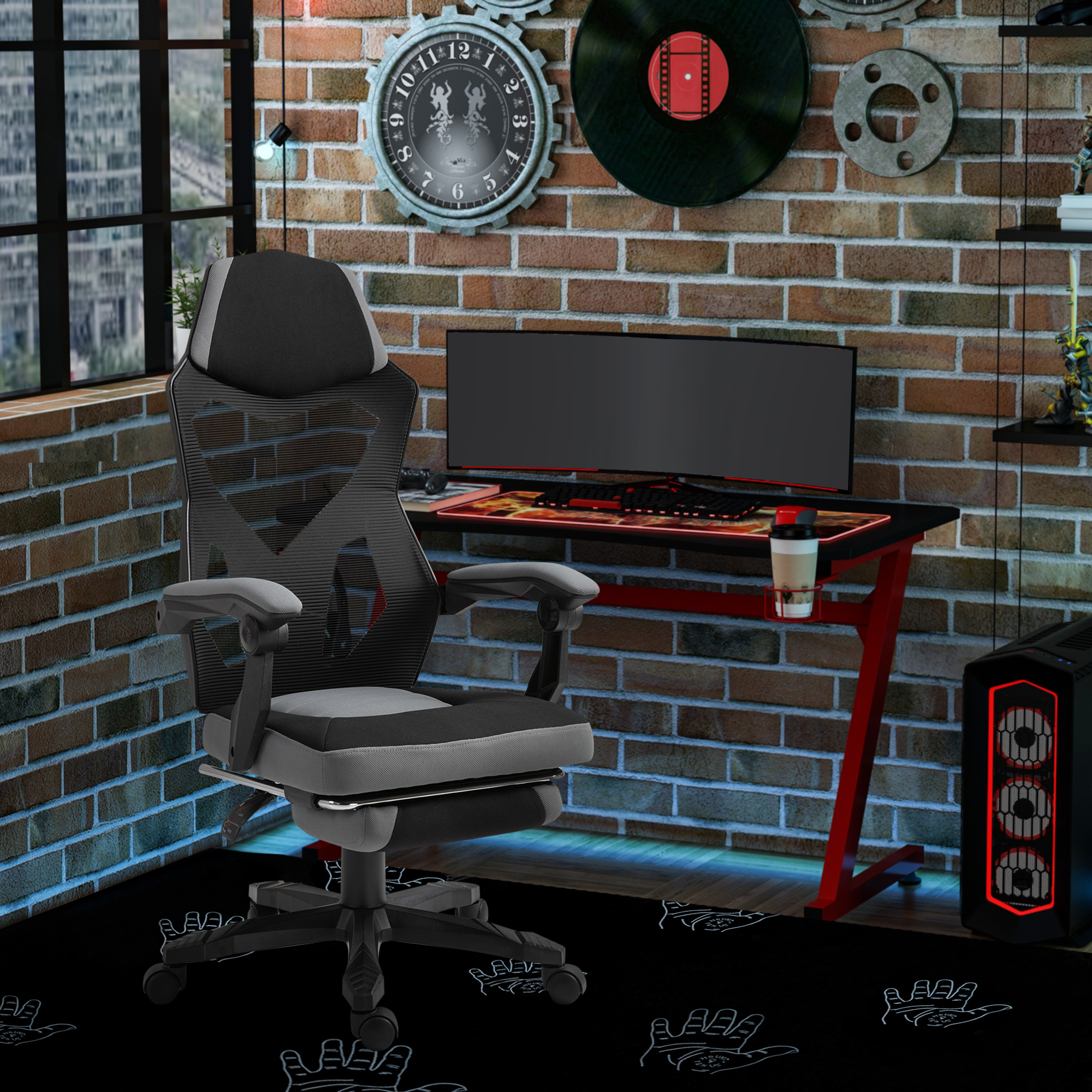 Office Chair High Back Armchair Computer Desk Recliner With Footrest ...