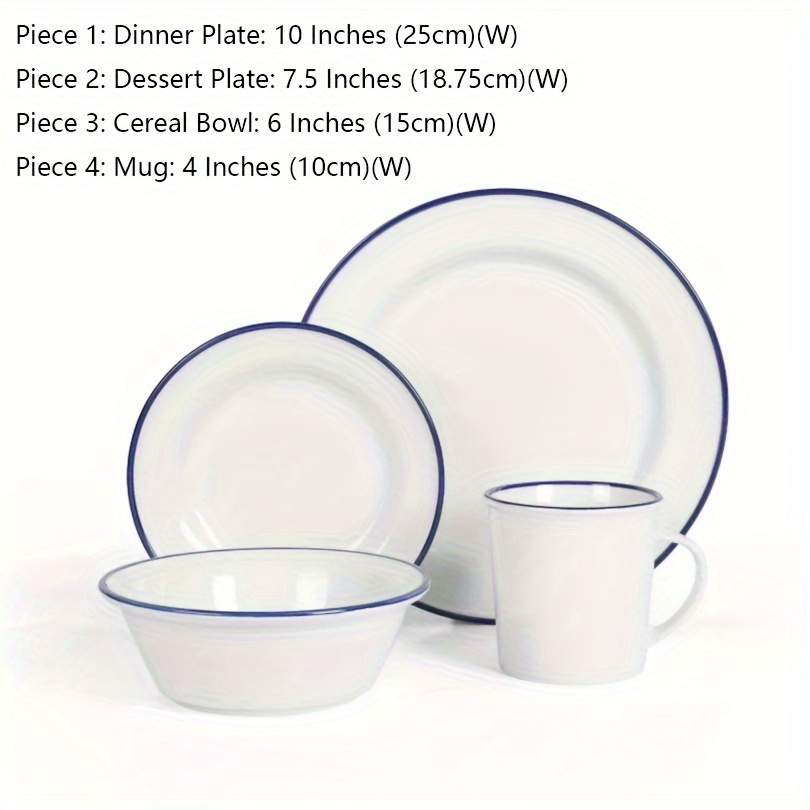 16pc Porcelain Dinnerware Set White With Blue Rim | Check Out Today's ...