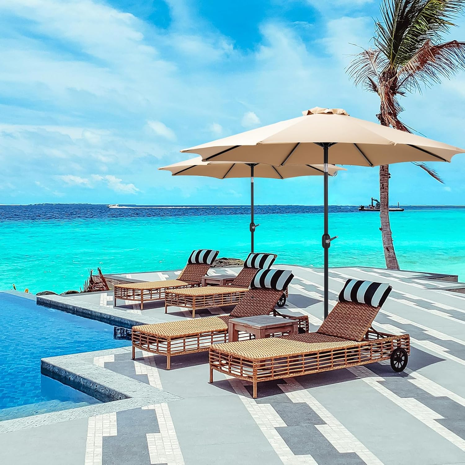 9' Outdoor Patio Umbrella, Outdoor Table Umbrella, Yard Umbrella ...