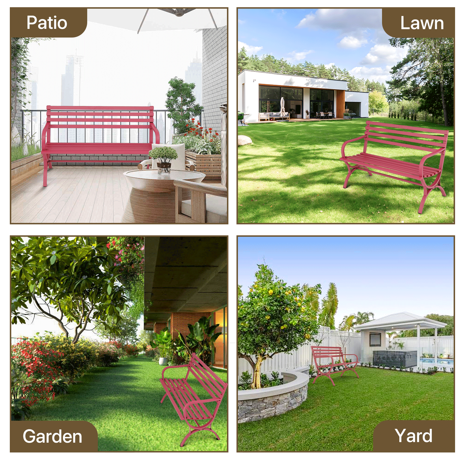 Outdoor Garden Bench Armrests 2 person Modern Metal Bench - Temu