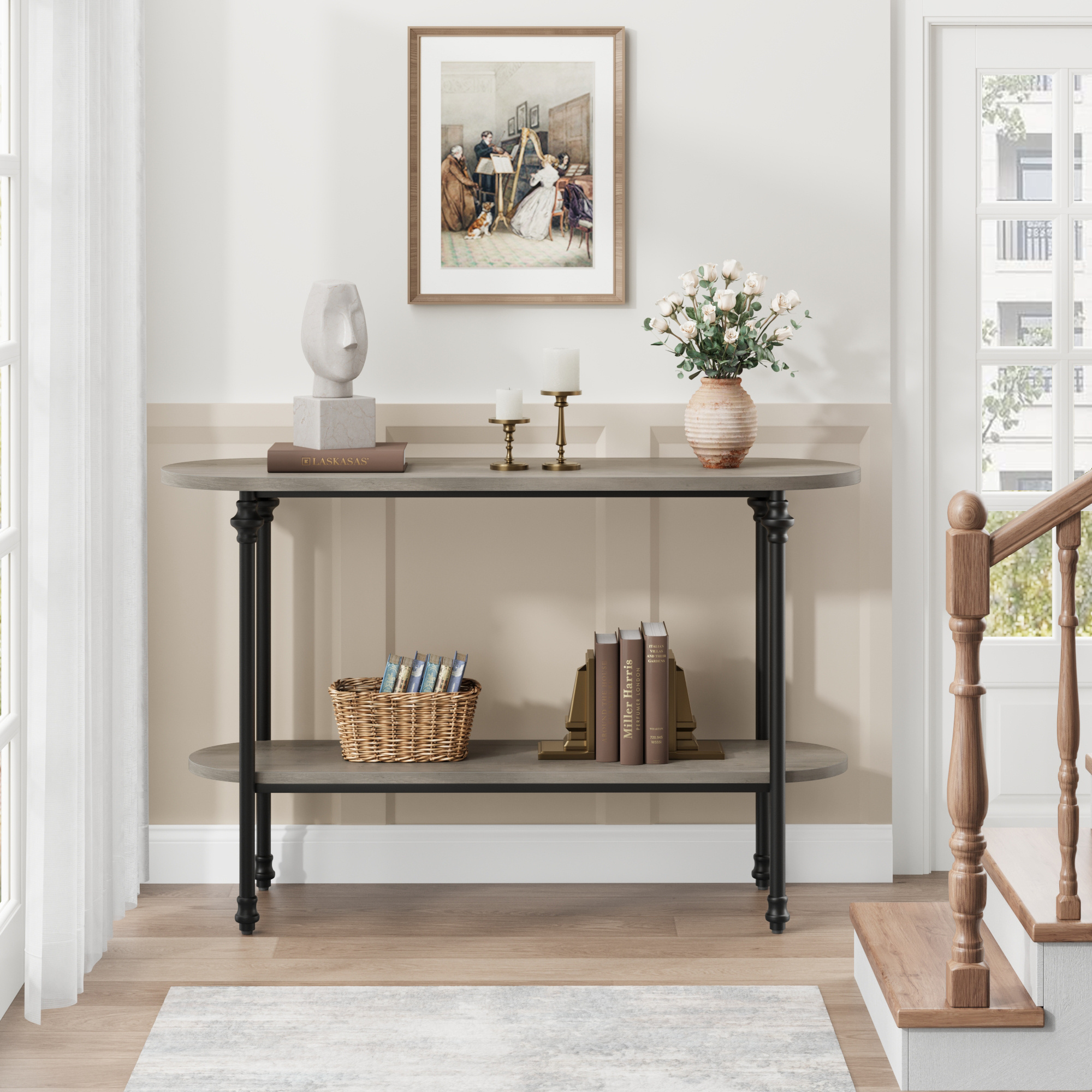 Console Table, 43.3" Entryway Table With Storage, 2 Tier Sofa Table ...