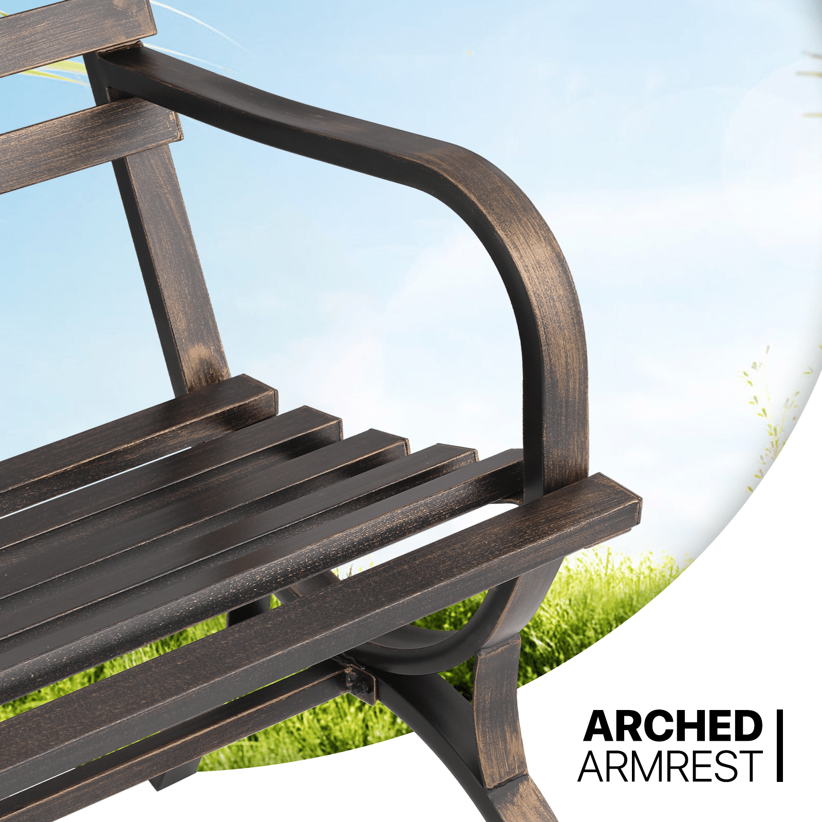 Outdoor Garden Bench Armrests 2 person Modern Metal Bench - Temu