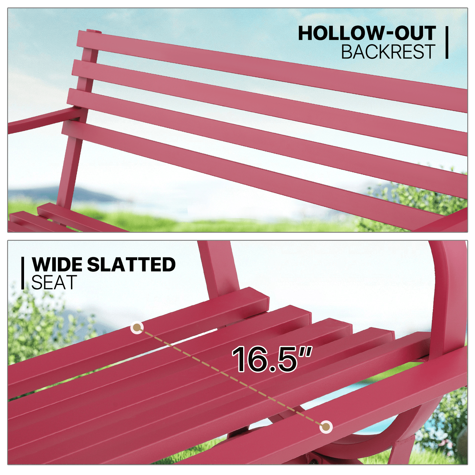 Outdoor Garden Bench Armrests 2 person Modern Metal Bench - Temu