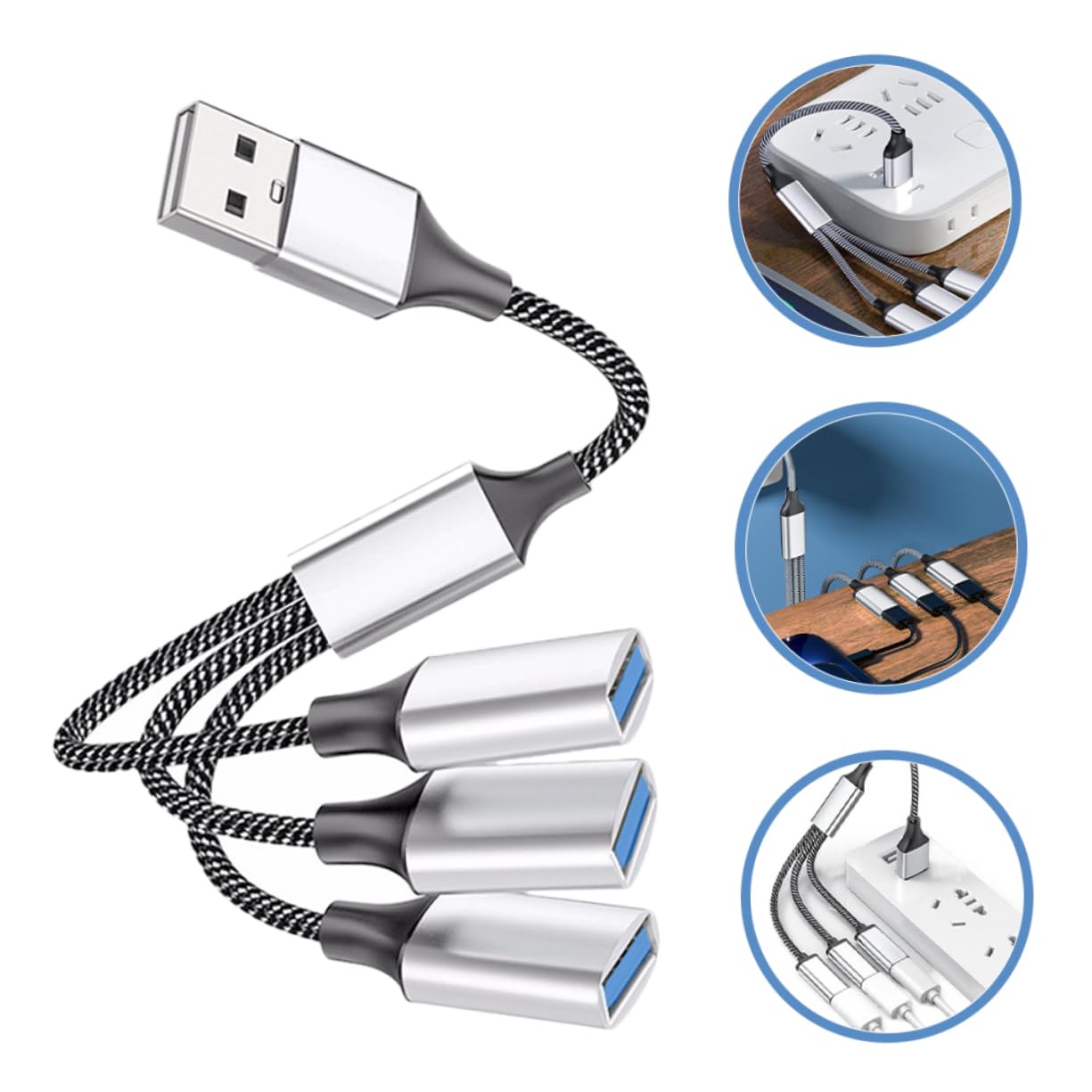 Usb Splitter Y Cable usb 1 Male 3 Female Extension Cord - Temu