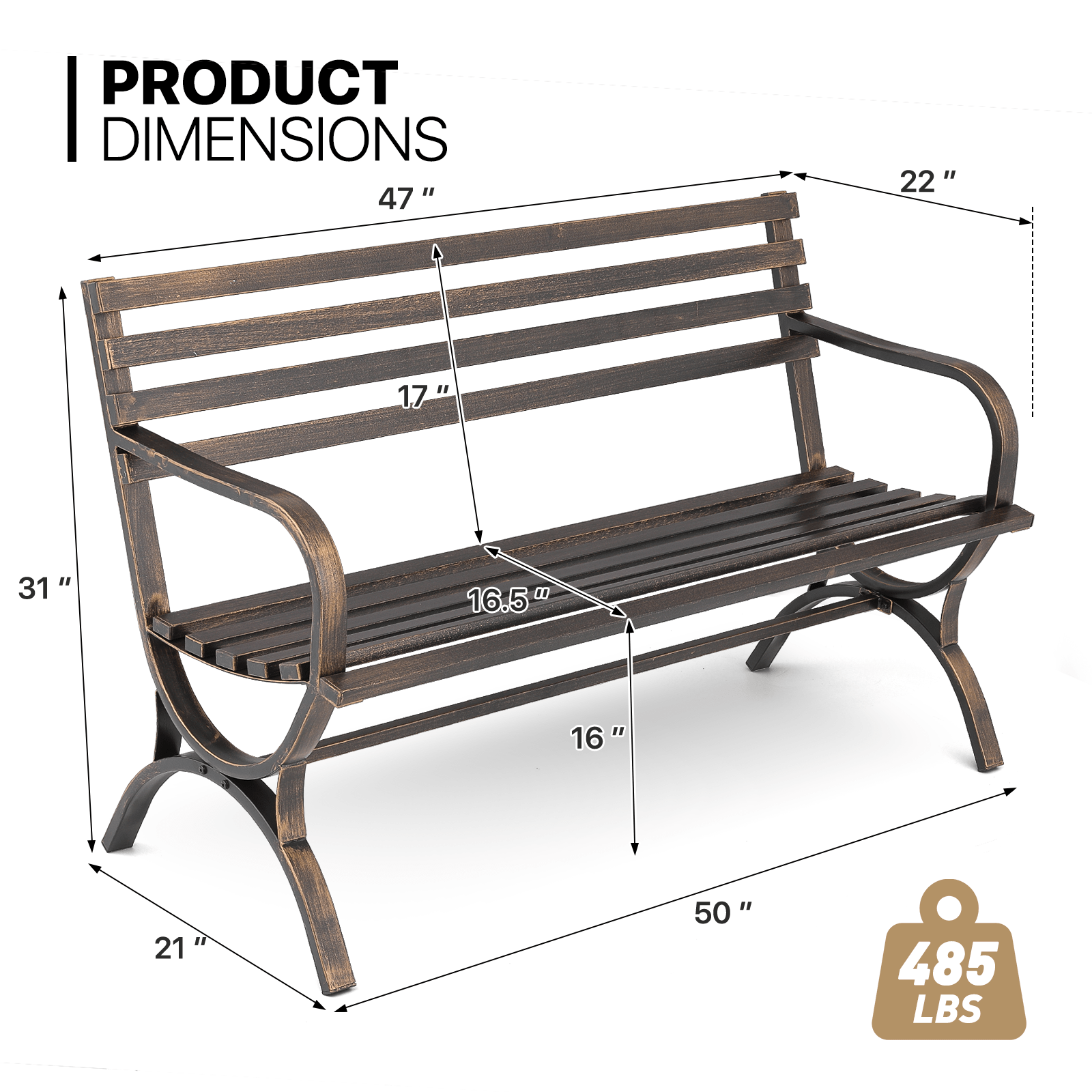 Outdoor Garden Bench Armrests 2 person Modern Metal Bench - Temu