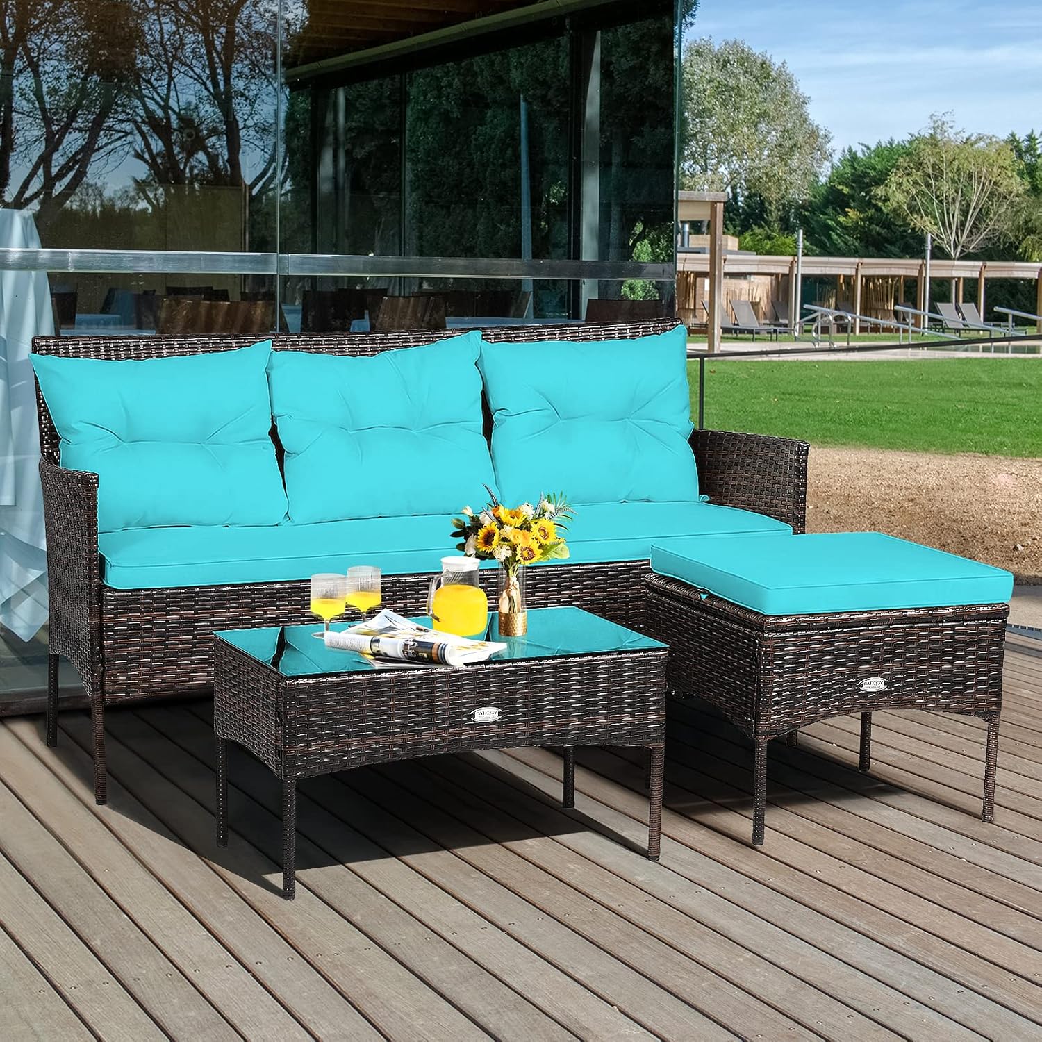 Outdoor Rattan Set Patio Furniture Set - Temu